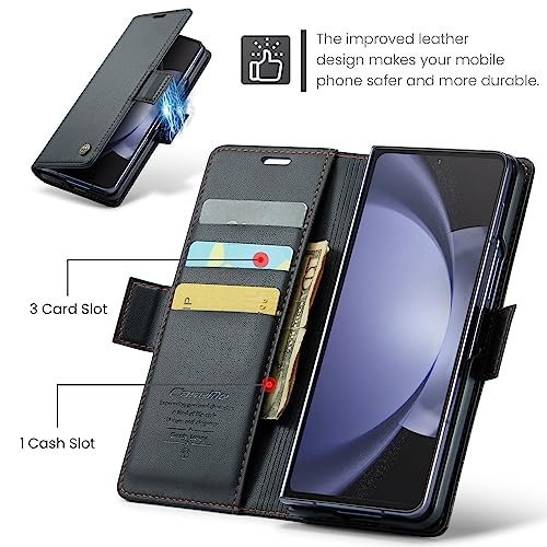 LBYZCASE for Galaxy Z Fold 5(5G 2023) Wallet Case[RFID Blocking Card Holder],Flip Folio Leather[Kickstand][Magnetic] Shockproof Protective Phone Case Cover for Samsung Galaxy Z Fold 5 (Black)