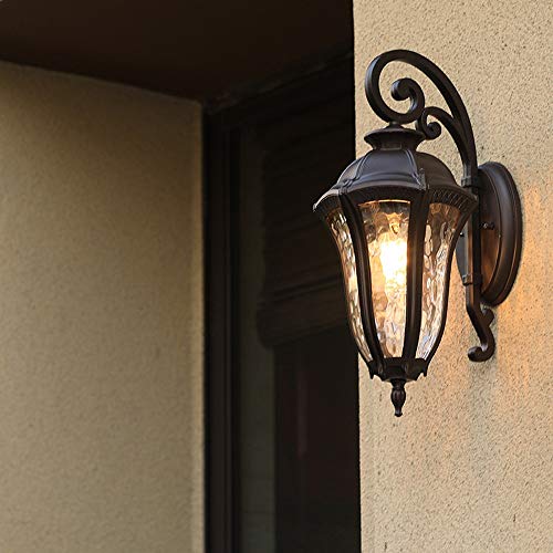 MUMUMI Waterproof Gate Villa Outdoor European Style Wall Lamp E27 Home Garden Creative Personality Coffee Color Wall Sconces Lights, Industrial Wall Light (Size : S)