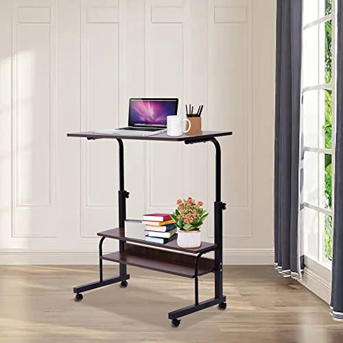 HOOMTLSY Mobile Laptop Desk (15.74''x31.49) Adjustable Standing Desk Portable Laptop Computer Desk with Wheels Rolling Desk Sofa Bed Side Table Couch Computer Desk for Home Office Classroom
