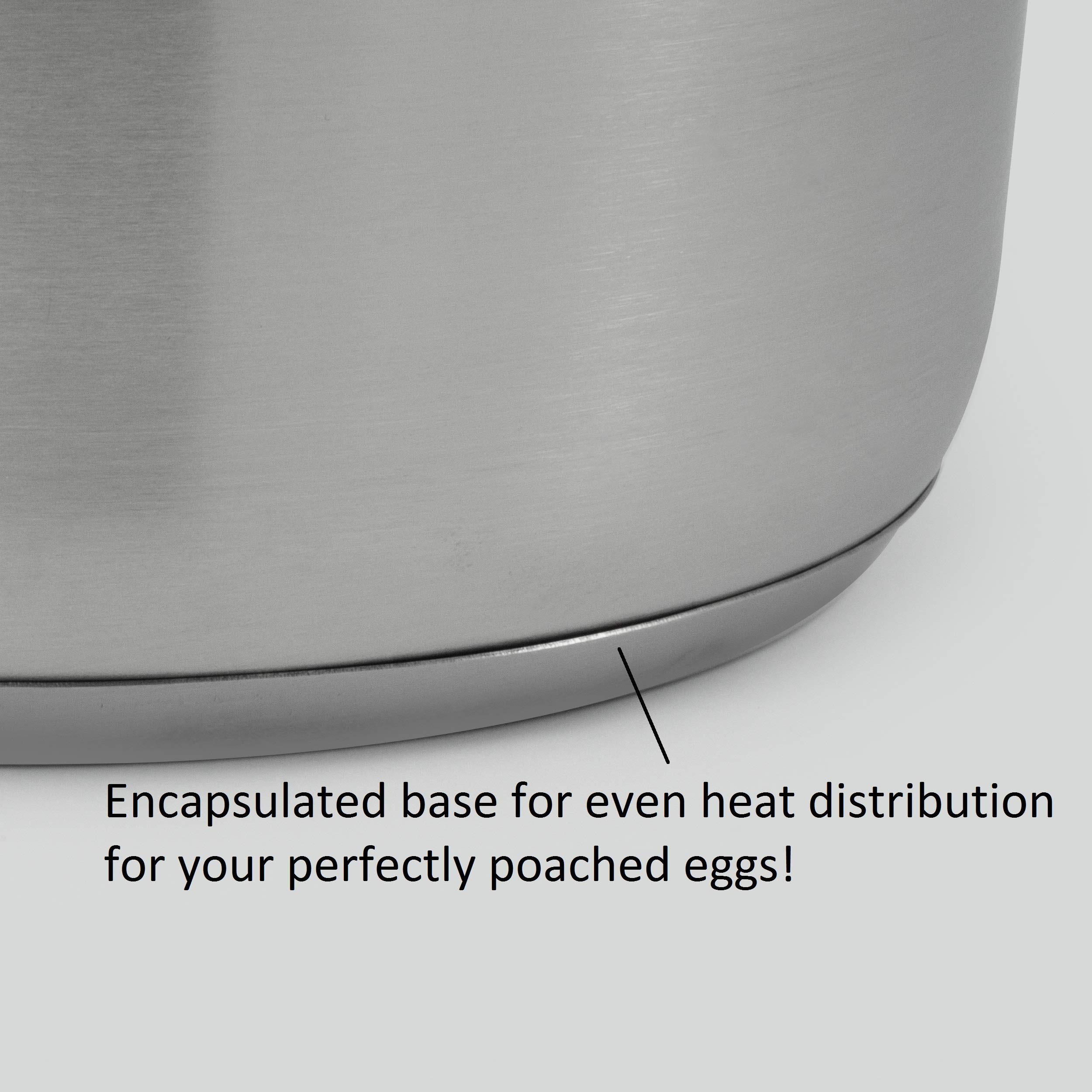ExcelSteel Saucepan W/FREE Silicone Spatula Gift, Non Stick Easy Professional Breakfast Brunch Egg Poacher, 4 Cup, Stainless