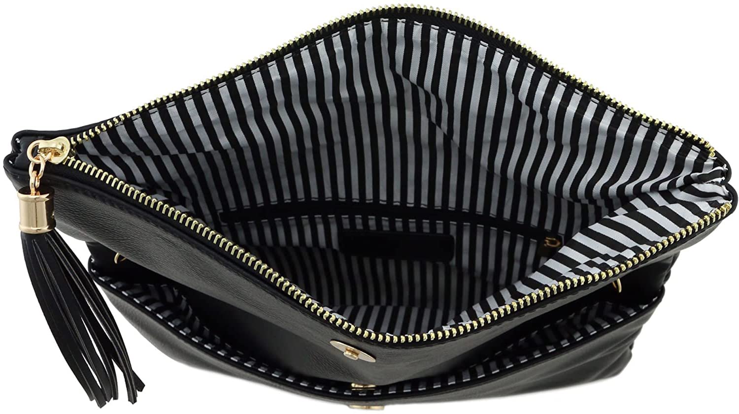 Solene Large Foldover Wristlet Clutch Crossbody Bag with Chain Strap -LP048(1-Gold-LP)