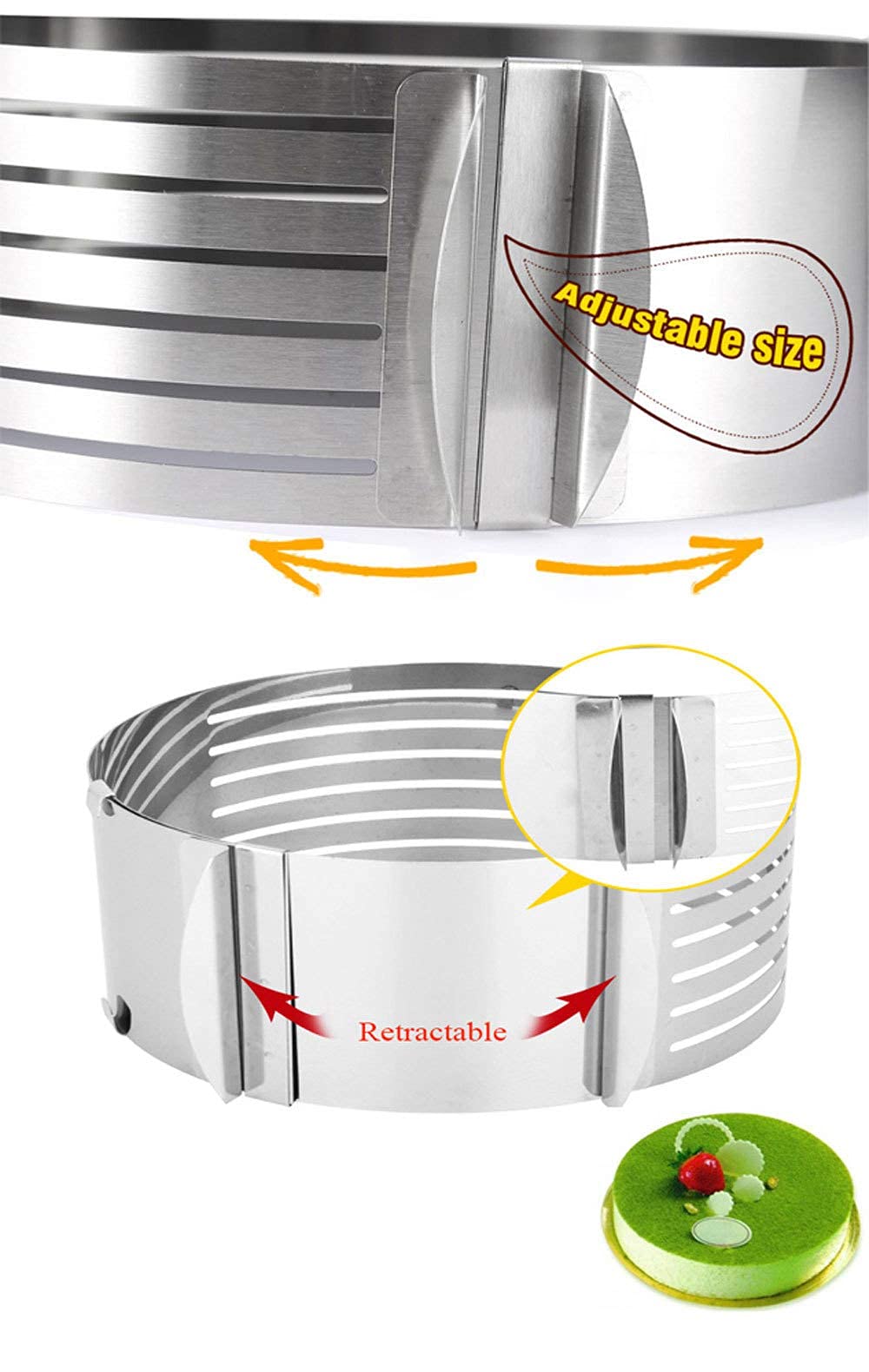 Cake Leveler Cake Slicer Layer Cake Cutter Slicer Stainless Steel Adjustable Big Cake Rings 7-Layer Cake 6-8 inch/9.5-12inch Stainless Steel Cake Slicer Leveler Mousse Mould Slicing Cake