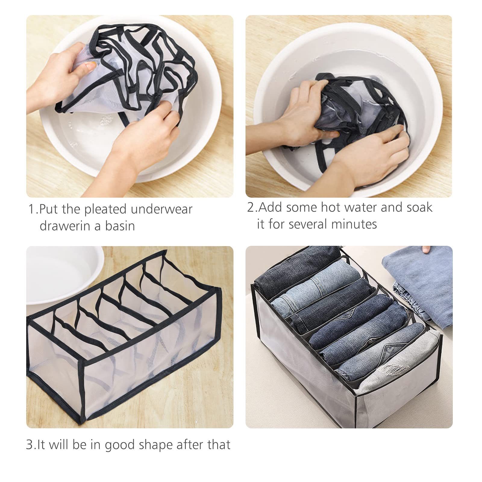 Songsier 6PC Washable Wardrobe Clothes Organizer, Washable Clothes Organizer for Folded Clothe, Mesh Clothes Storage Organizer for T-shirt, Socks, Legging, Scarves, Underwear(2large+4small)