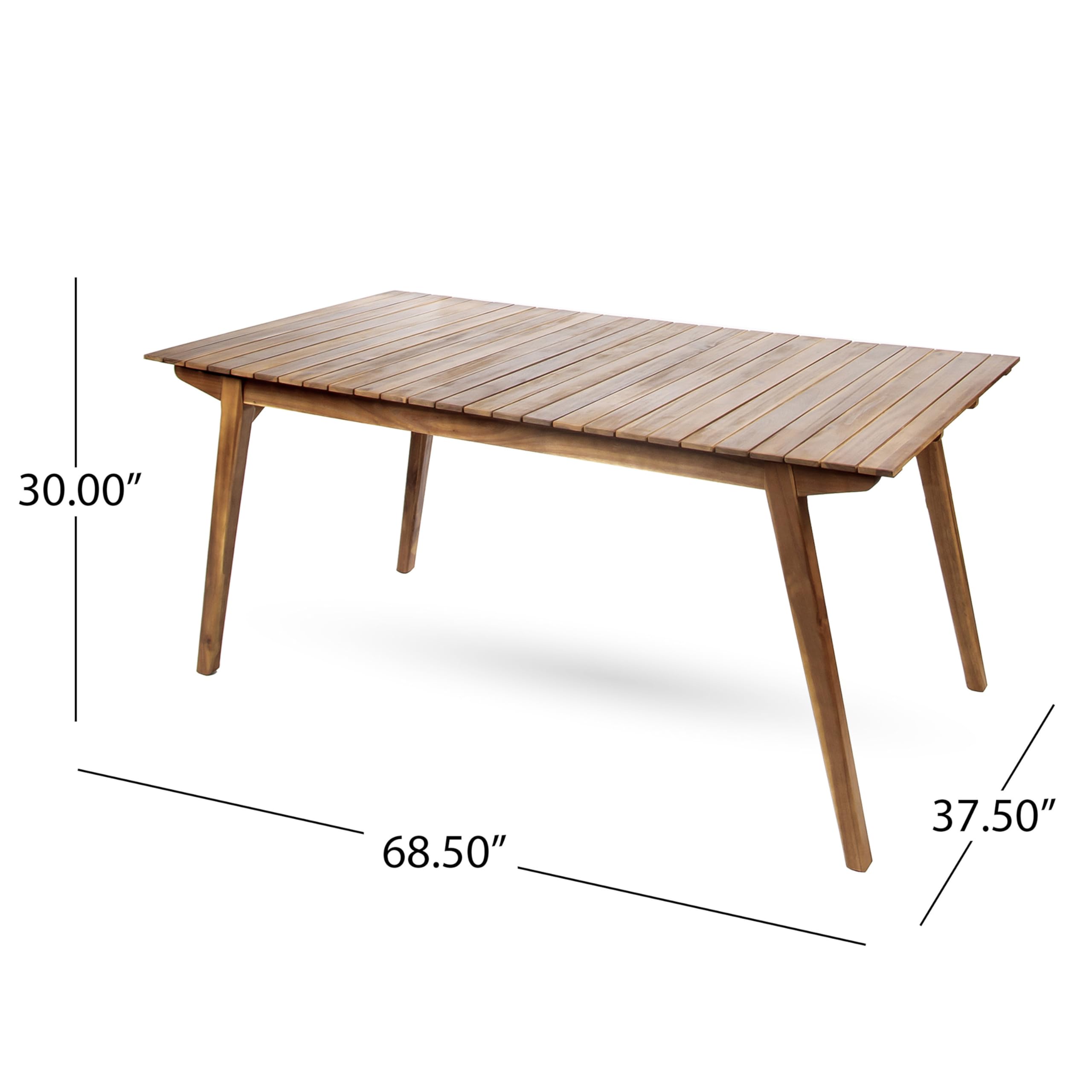 Christopher Knight Home Mesa Outdoor 7-Piece Acacia Wood Dining Set, 21.25 "W x 23.25 "D x 35.5 "H, Teak + Cream