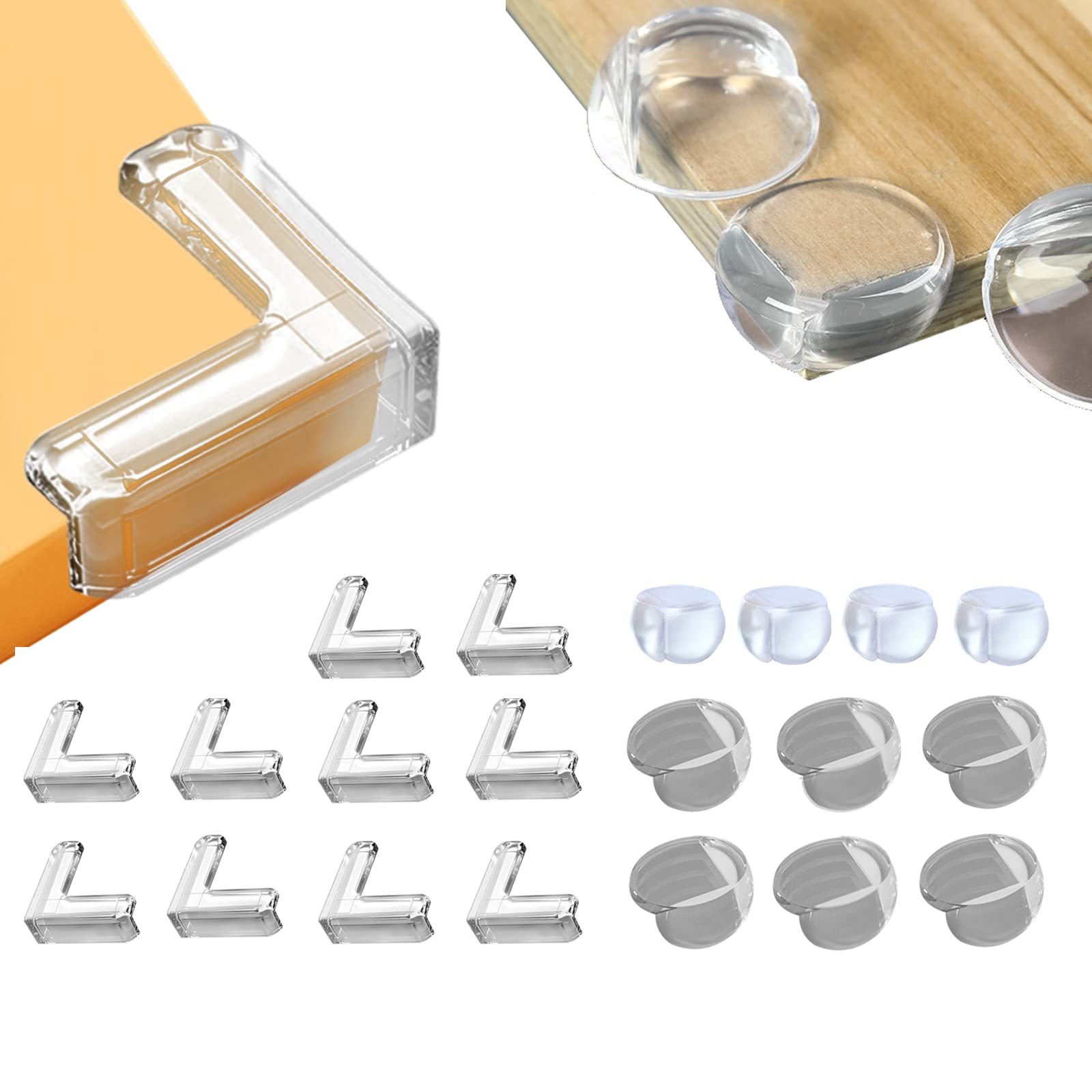 Corner Protector, Baby Proofing Table Corner Guards, Keep Child Safe, Protectors for Furniture Against Sharp Corners (Shape L 10 Pack + R-10 Pack)