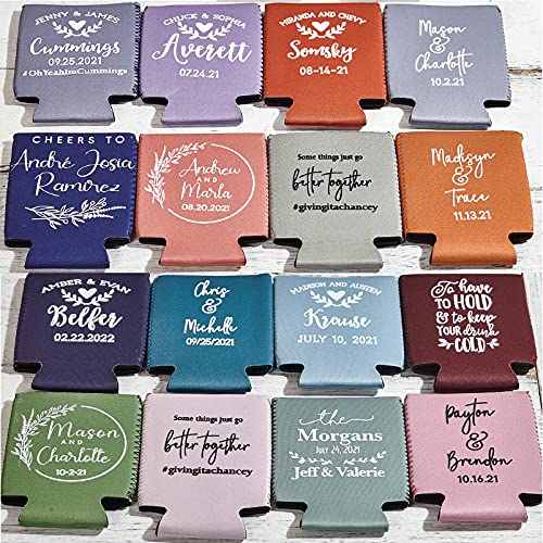 Customized Wedding Can Coolers Personalized Wedding Favors Monogram Can Holders (Custom – Assorted, 100 can Cooler)