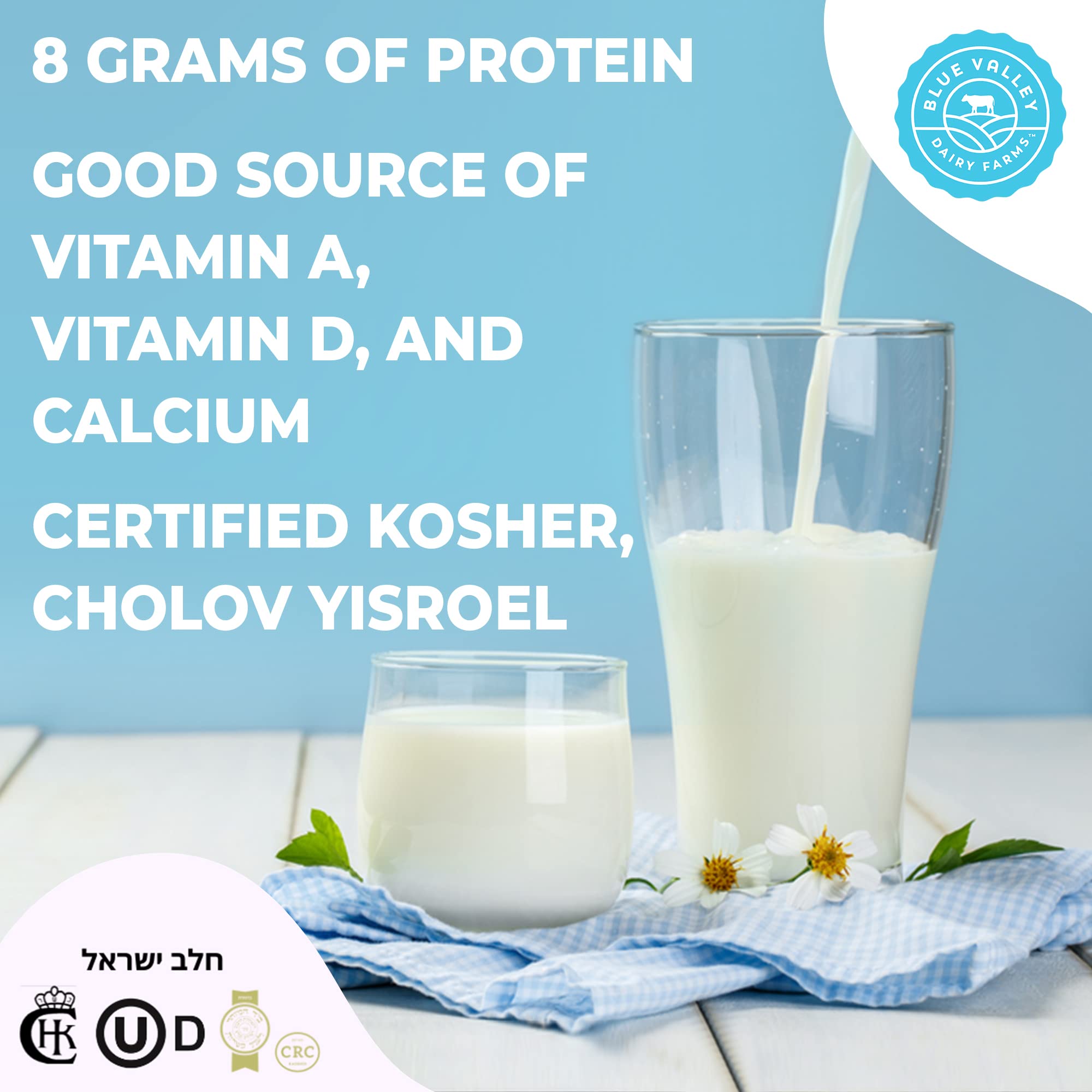 Blue Valley Whole Milk, Open Pasture, Shelf Stable, Cholov Yisroel-8Fl Oz-(24 PACK)