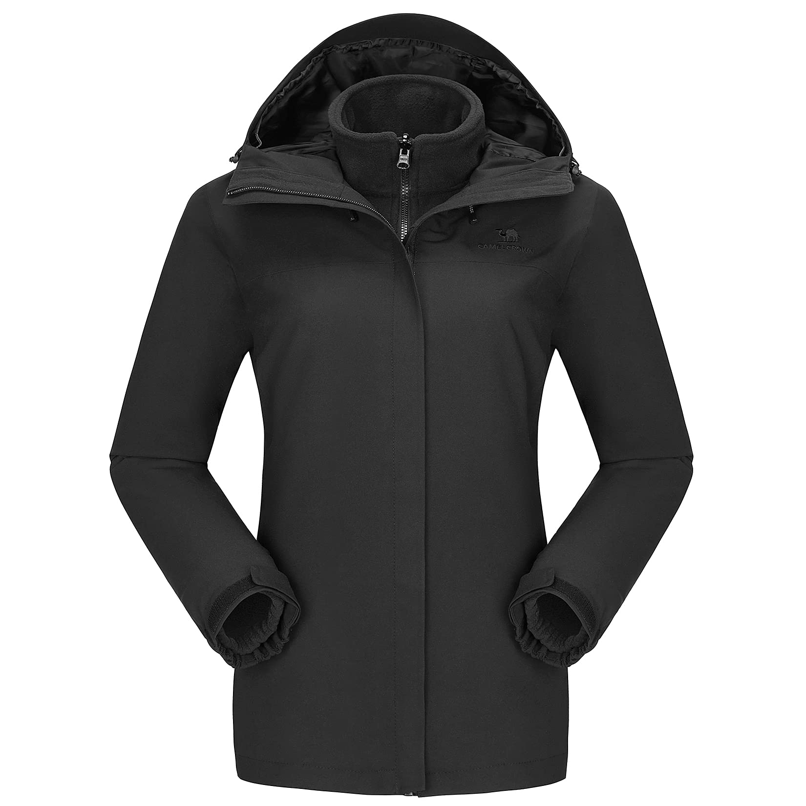 CAMEL CROWN Women's Ski Jacket 3 in 1 Snow Winter Coats Waterproof Windproof Fleece Hooded Jackets Mountain Snowboard Parka
