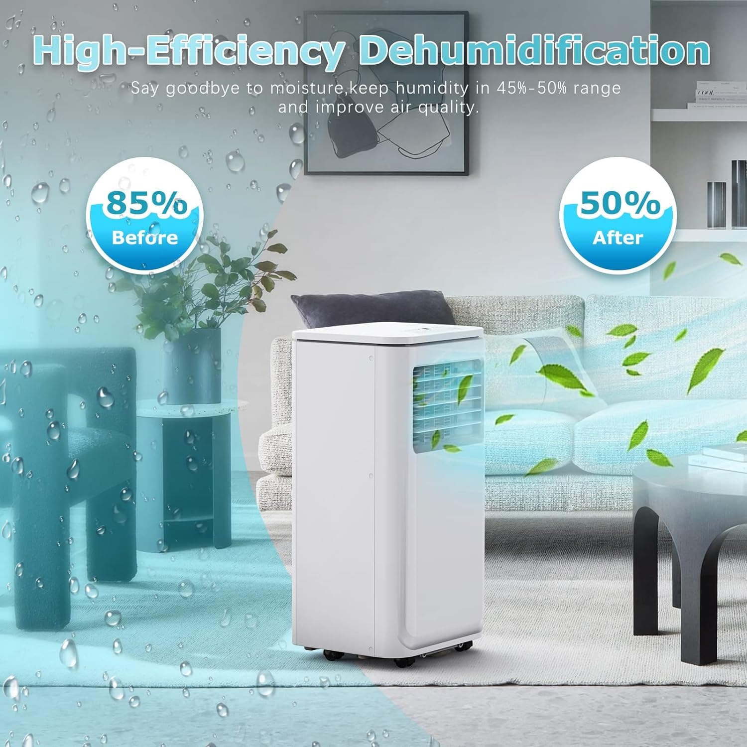 Deeyeh 8000 BTU Portable Air Conditioners,Quiet Room Portable AC Unit up to 350 Sq Ft,3 in 1 Compact Cooling Unit with Dehumidifier and Fan Functions,Portable AC with Remote Control