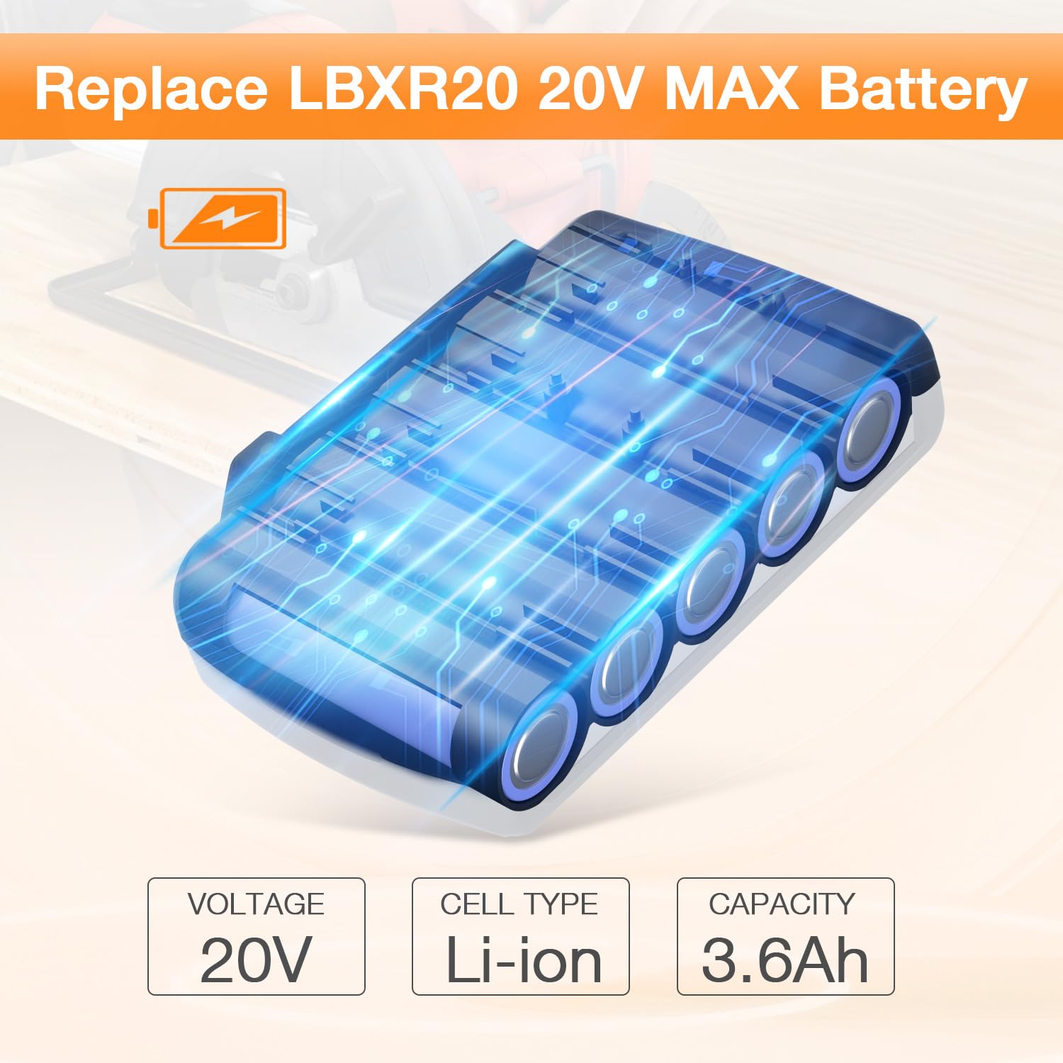 FirstPower 3.6Ah LBXR20 Battery - Repalce for Black and Decker 20v Lithium Battery, Compatible with LBXR20 LB20 LBX20 LBX4020 LB2X4020 Tools (2 Packs)