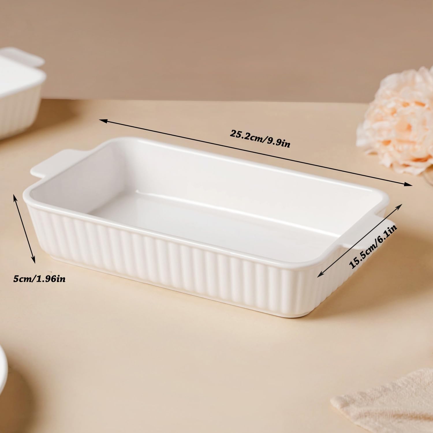 Casserole Dish, 9" Lasagna Baking Dishes for Oven, Ceramic Baking Pan Deep with Handles, Oven Safe and Durable Bakeware, Lasagna Pan for Home&Kitchen Decor Gifts