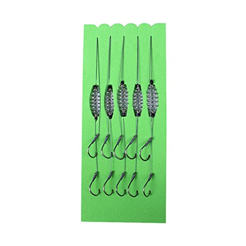 chaber Hooks 5 Pcs/Set Double Hook Fishing Line Stainless Steel Barbed Carp Hooks Bait Feeder Spring Fish Hook Tools Accessories Fishing Hooks (Size : Size 11)