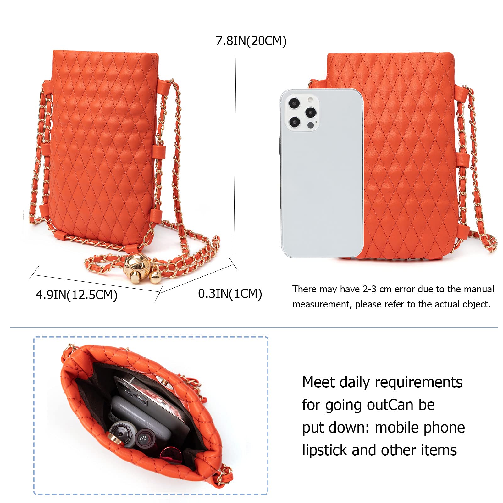 myfriday Mini Quilted Crossbody Purse for Women, Soft Small Summer Shoulder Purse and Handbag with Adjustable Chain Strap