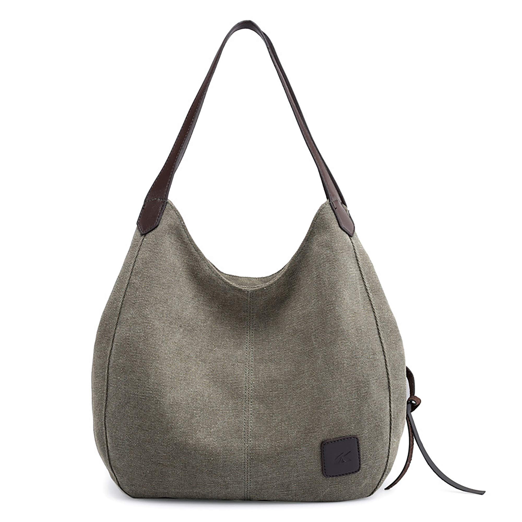 TCHH-DayUp Hobo Purses for Women Canvas Tote Shoulder Bags Cotton Handbags Army Green