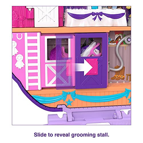 Polly Pocket Compact Playset, Jumpin' Style Pony with 2 Micro Dolls & Accessories, Travel Toys with Surprise Reveals