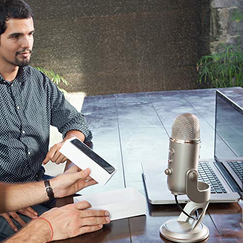 Blue Yeti USB Mic for Recording & Streaming on PC and Mac, 3 Condenser Capsules, 4 Pickup Patterns, Headphone Output and Volume Control, Mic Gain Control, Adjustable Stand, Plug & Play - Platinum