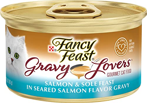 Fancy Feast Gravy Lovers Variety Packs Wet Cat Food Bundle Includes Turkey, Salmon & Sole, Chicken Feast in Gravy Flavor Grain-Free Proteins (Pack of 18)