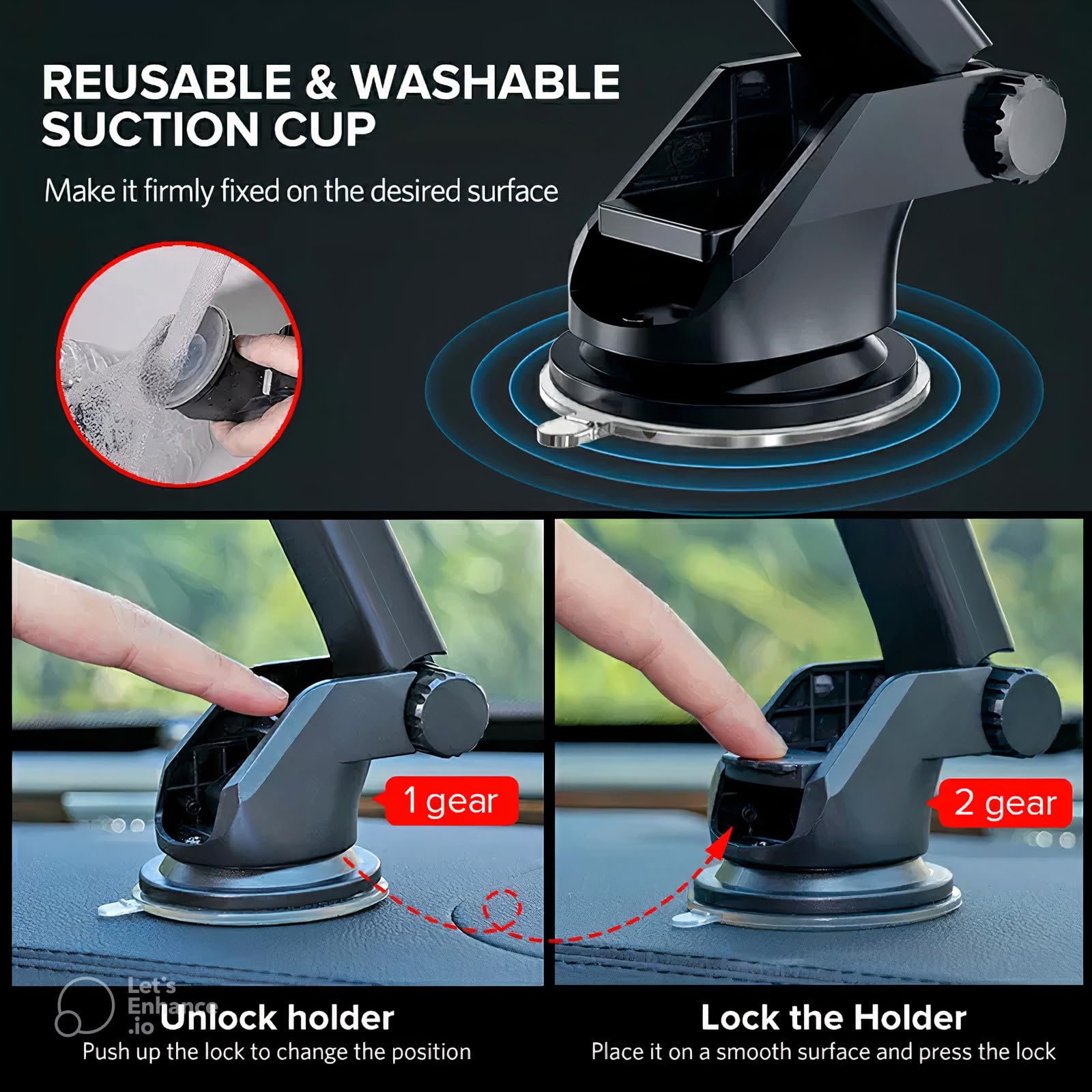 Car Phone Holder - Universal Mount for Secure and Convenient Smartphone Use - 360° Rotation, Easy Installation - Fits iPhone, Samsung, and More