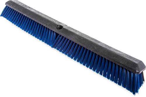 SPARTA 4188000 Spectrum Plastic Push Broom Head, Heavy Duty Broom, Industrial Broom With Synthetic Bristles For Outdoor, Indoor, Garage, Concrete, Patio, Kitchen, Bathroom, 18 Inches, Black