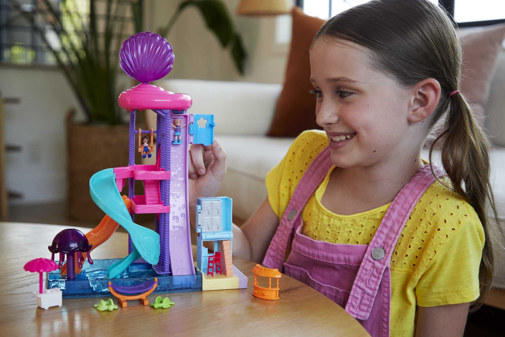 Polly Pocket Outdoor Toy with 2 Micro Dolls & Accessories, Pollyville Super Slidin Water Park Playset
