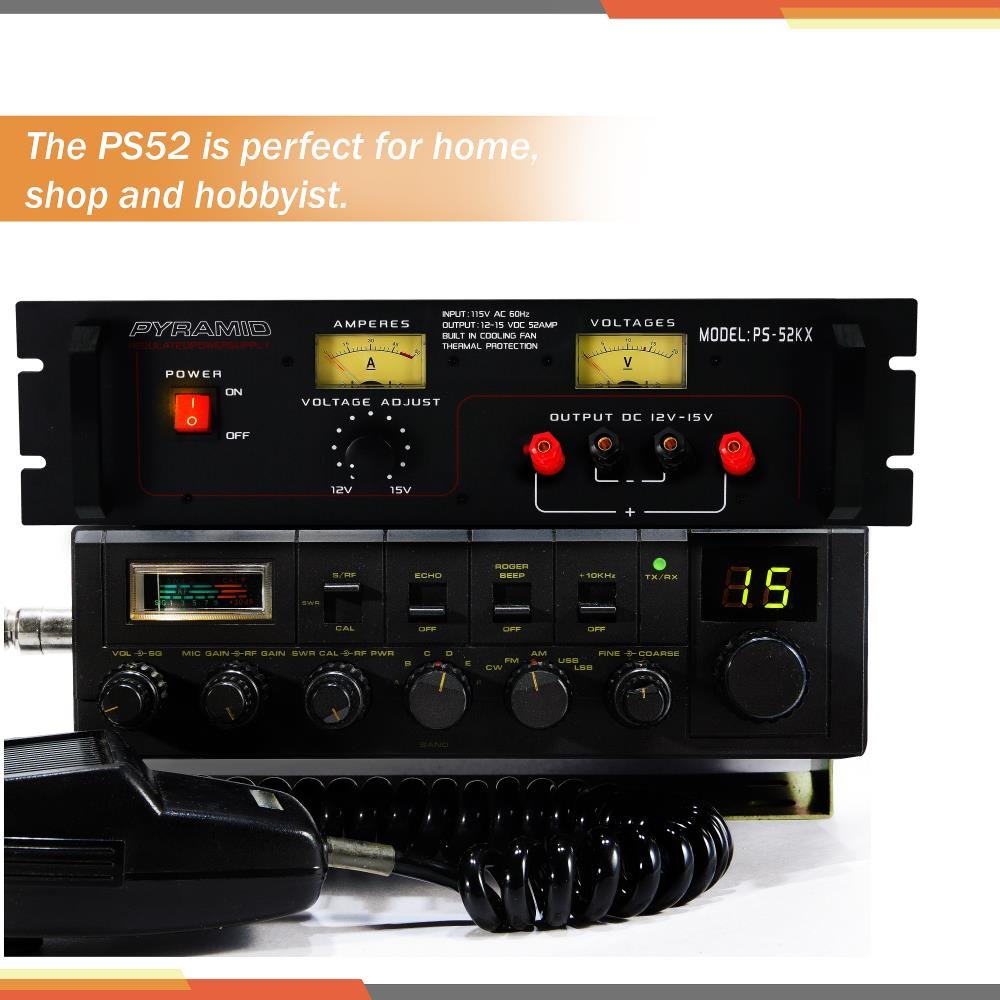 PYRAMID PS52KX 46 Amp Power Supply with Built-In Cooling Fan, 21.18, 7.95
