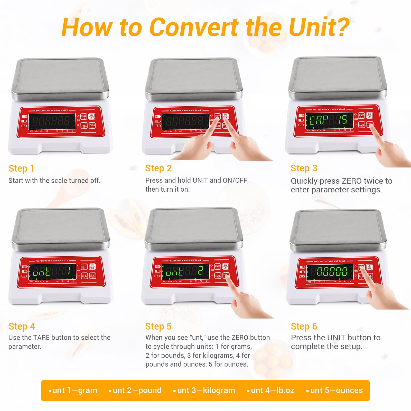 Bromech Washdown Scale IP68 Weighs g, oz, lb, kg and lb:oz with Counting Function - 33lb Capacity, 0.001lb Increment, Ideal for Wet Products, Portion Control, Commercial - Stainless Steel Platform