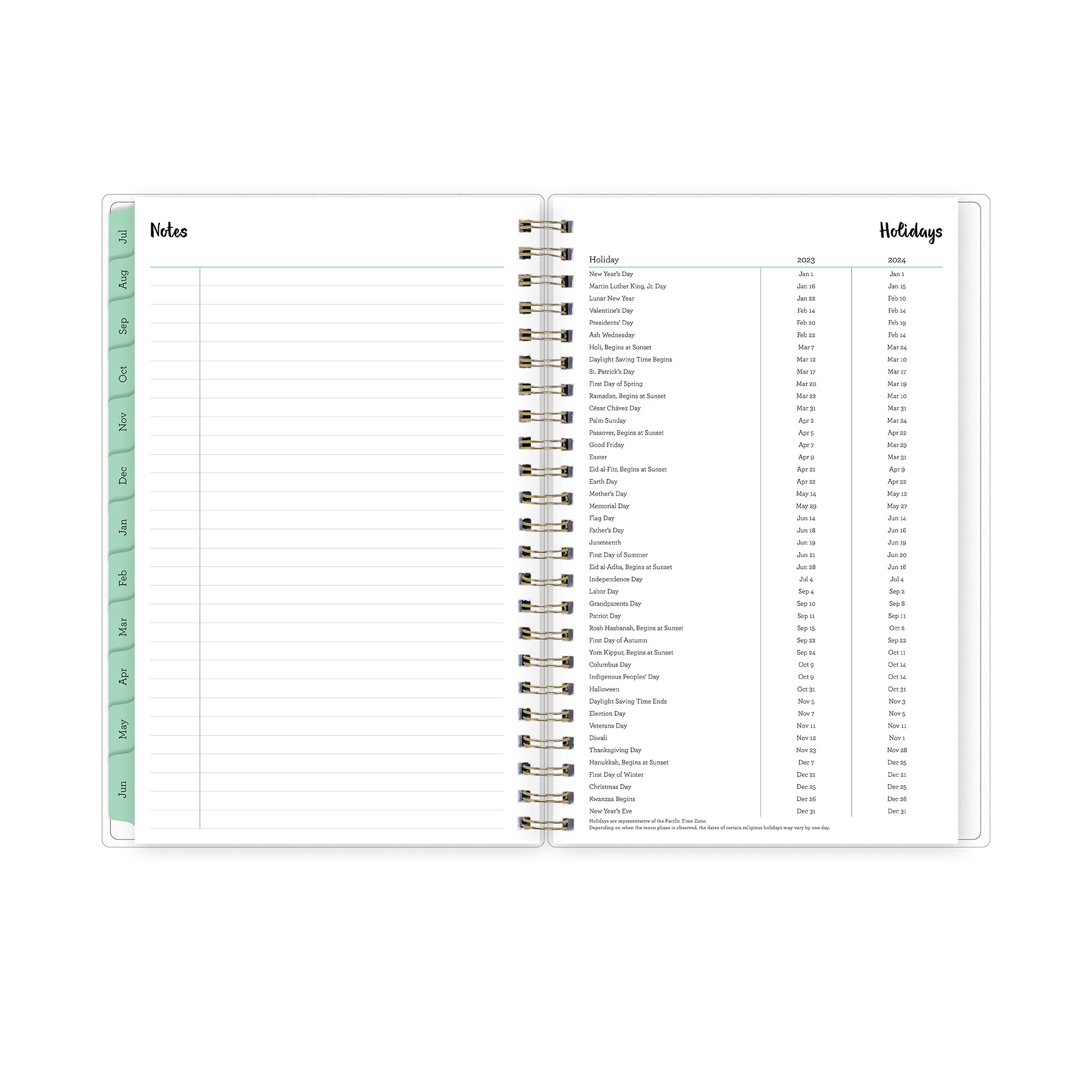 Blue Sky 2023-2024 Academic Year Weekly and Monthly Planner, 5" x 8", Frosted Flexible Cover, Wirebound, Laurel (144724)