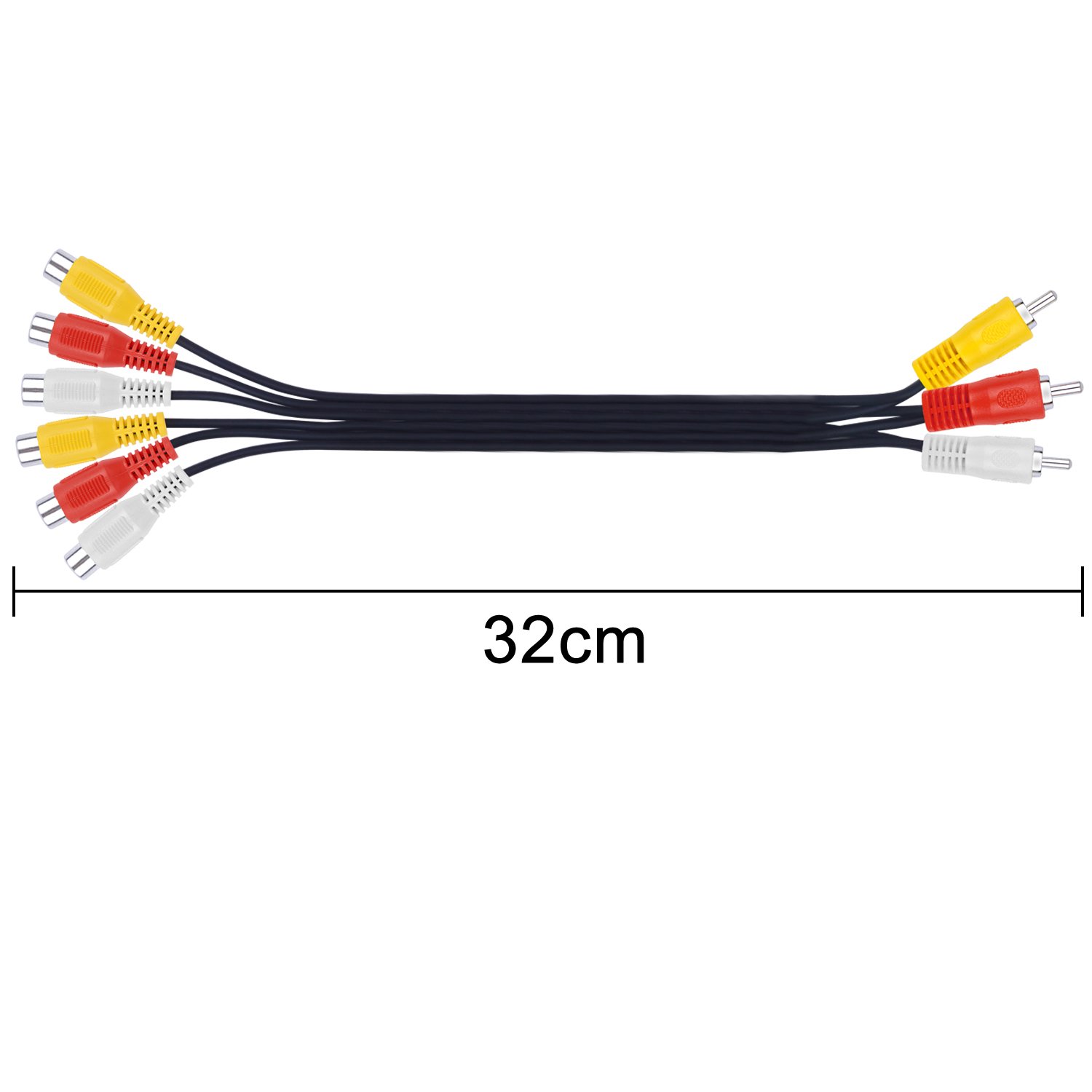 BronaGrand 3 RCA Male Jack to 6 RCA Female Plug Splitter Audio Video Av Adapter Cable 12inch