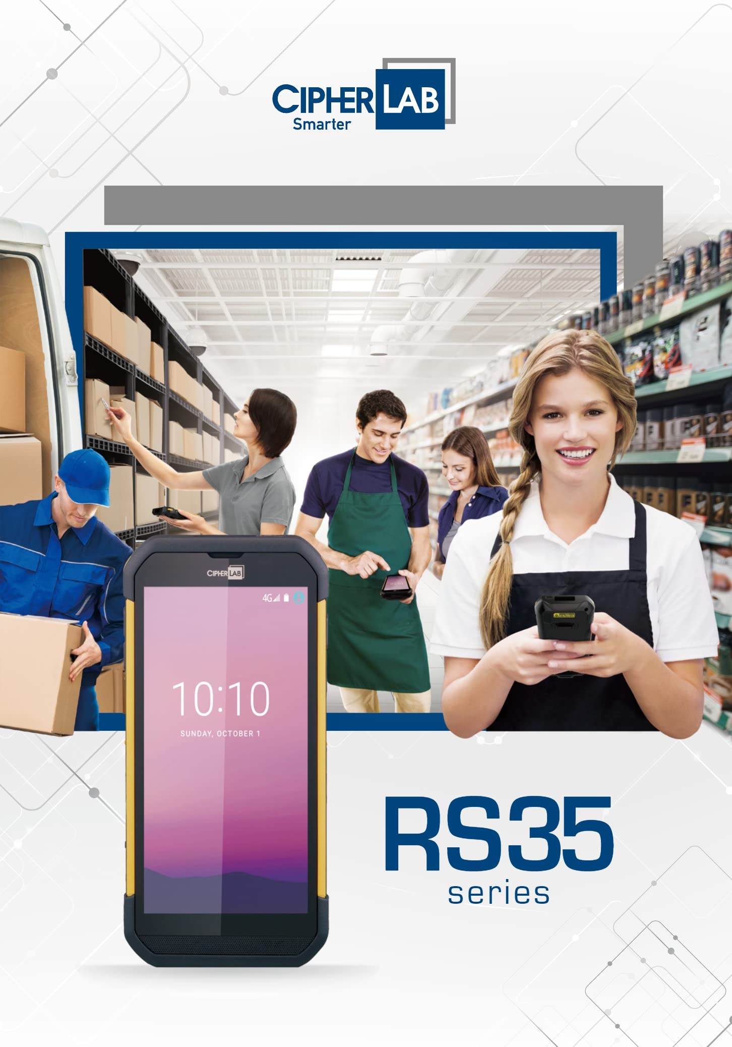 CipherLab RS35 Android 10 Touch Mobile Computer Barcode Scanner BT/WiFi/NFC, 3G RAM/32G ROM SR 2D Imager (SE4770) 5.5" HD+ Camera (4GB x 64GB)