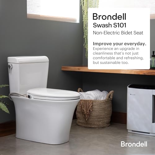 Brondell Bidet Toilet Seat Non-Electric Swash Seat, Fits Round Toilets, White β Dual Nozzle System, Ambient Water Temperature β Bidet with Easy Installation