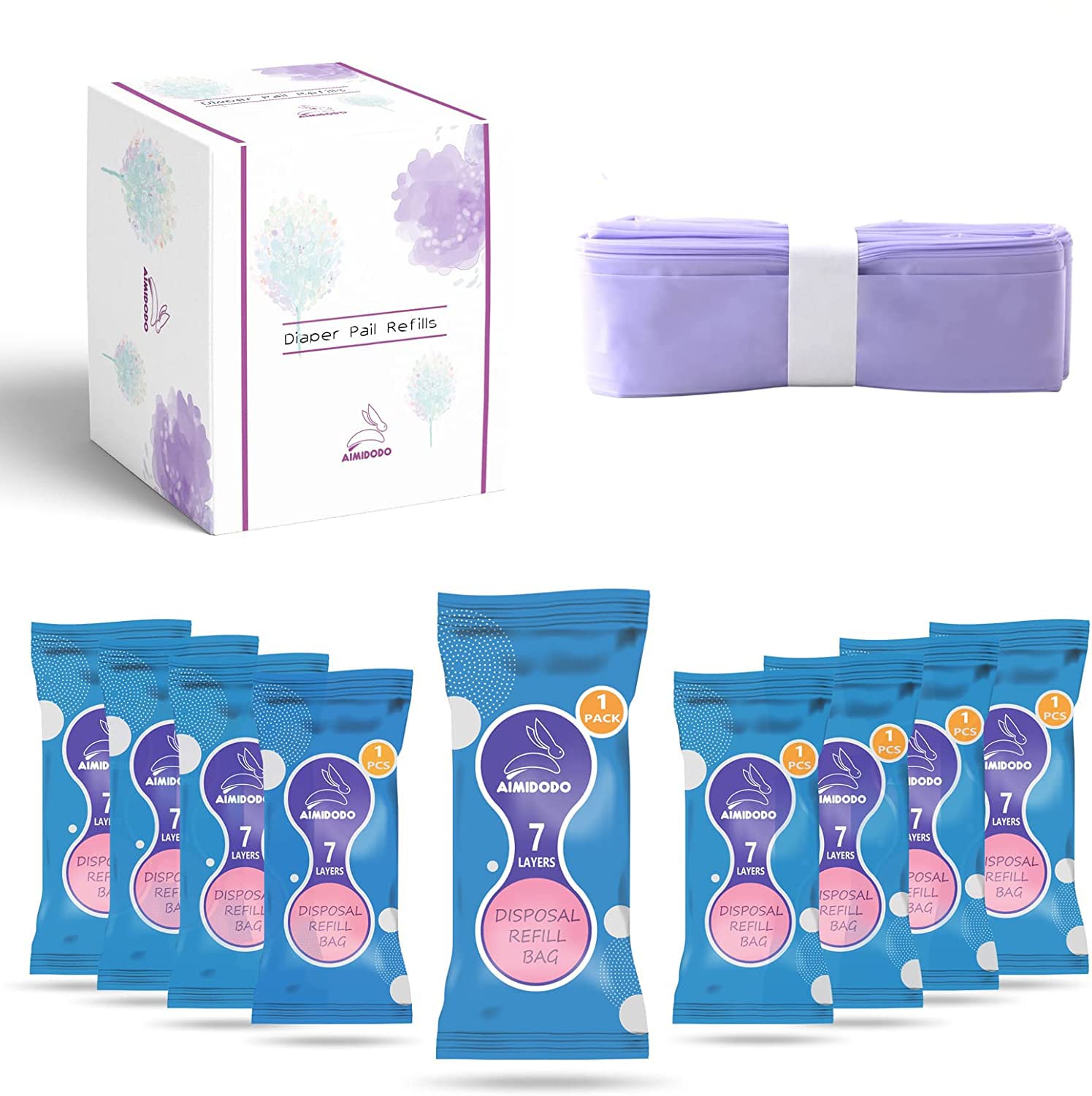 Diaper refill bags diaper pail refills Compatible with Diaper Genie Pails refill diaper bags, Individually wrapped (9 Pack )