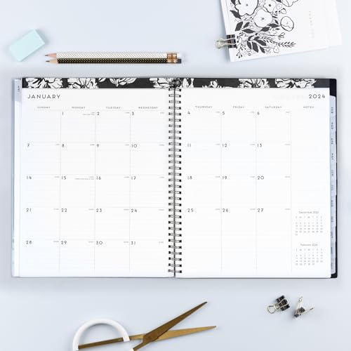 Blue Sky 2024 Weekly and Monthly Planner, January - December, 8.5" x 11", Clear Pocket Cover, Wirebound, Baccara Dark (110211-24)