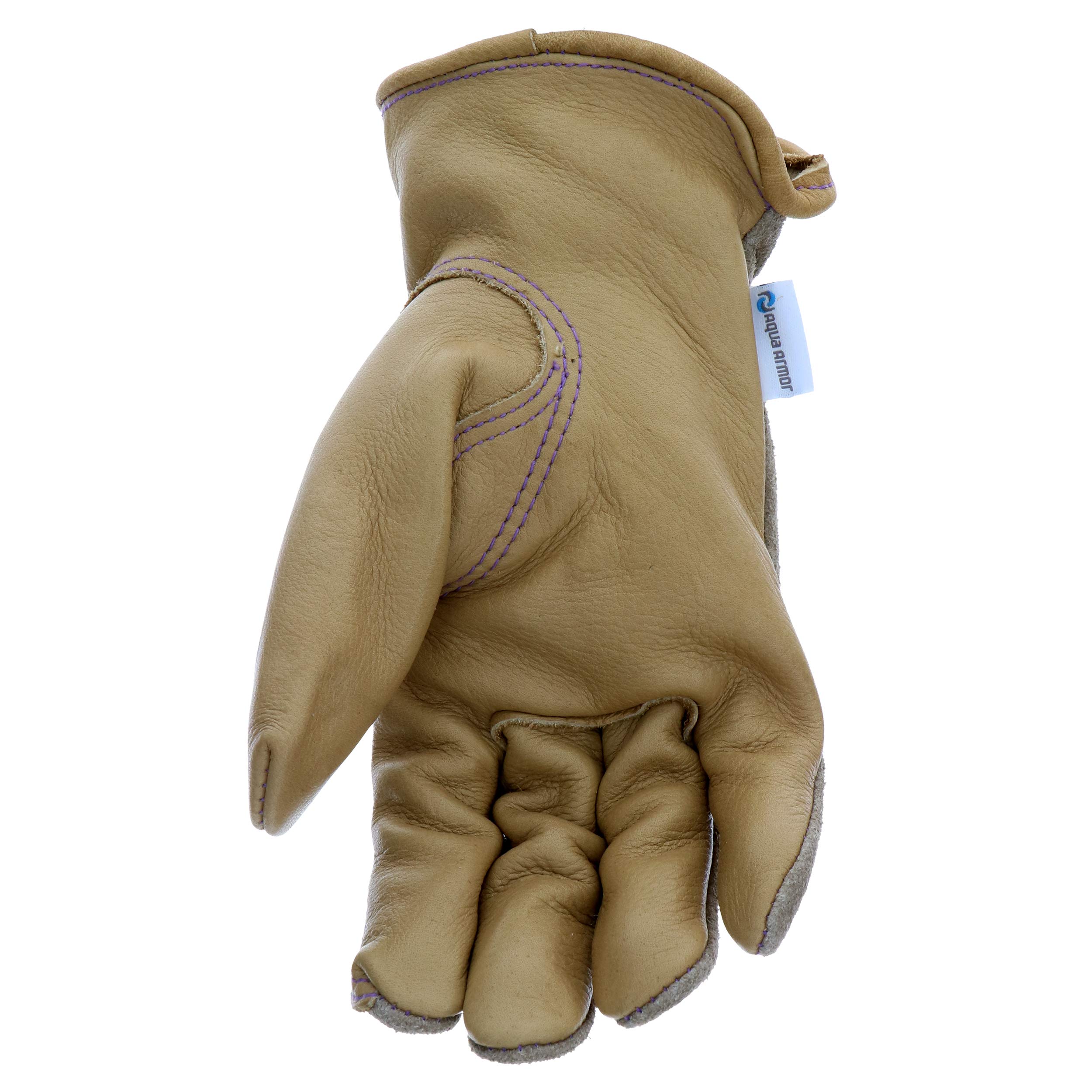 Miracle-Gro MG86006 Aqua Armor Cow Grain Palm Gloves - [1 Pair, Small/Medium] Women Gloves with Shirred Elastic