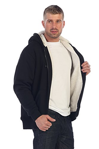 Gioberti Men Heavyweight Sherpa Lined Fleece Hoodie Jacket, Black, Large