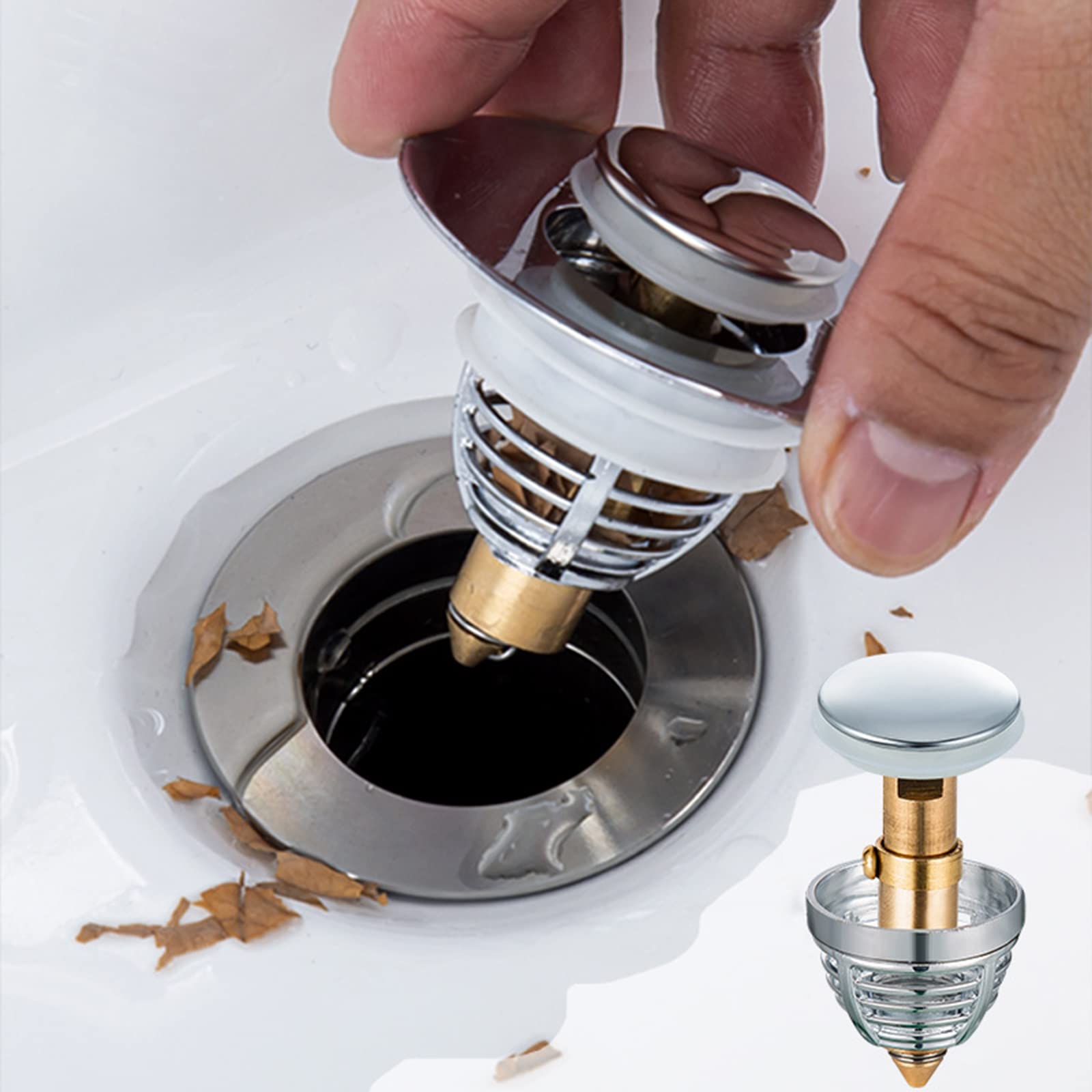 iJiGui Bathroom Sink Plug, Universal Pop up Bathroom Sink Plug, Sink Drain Plug Suitable for Bathtub, Kitchen, Wash Basin(for 32-42mm Drain Hole)