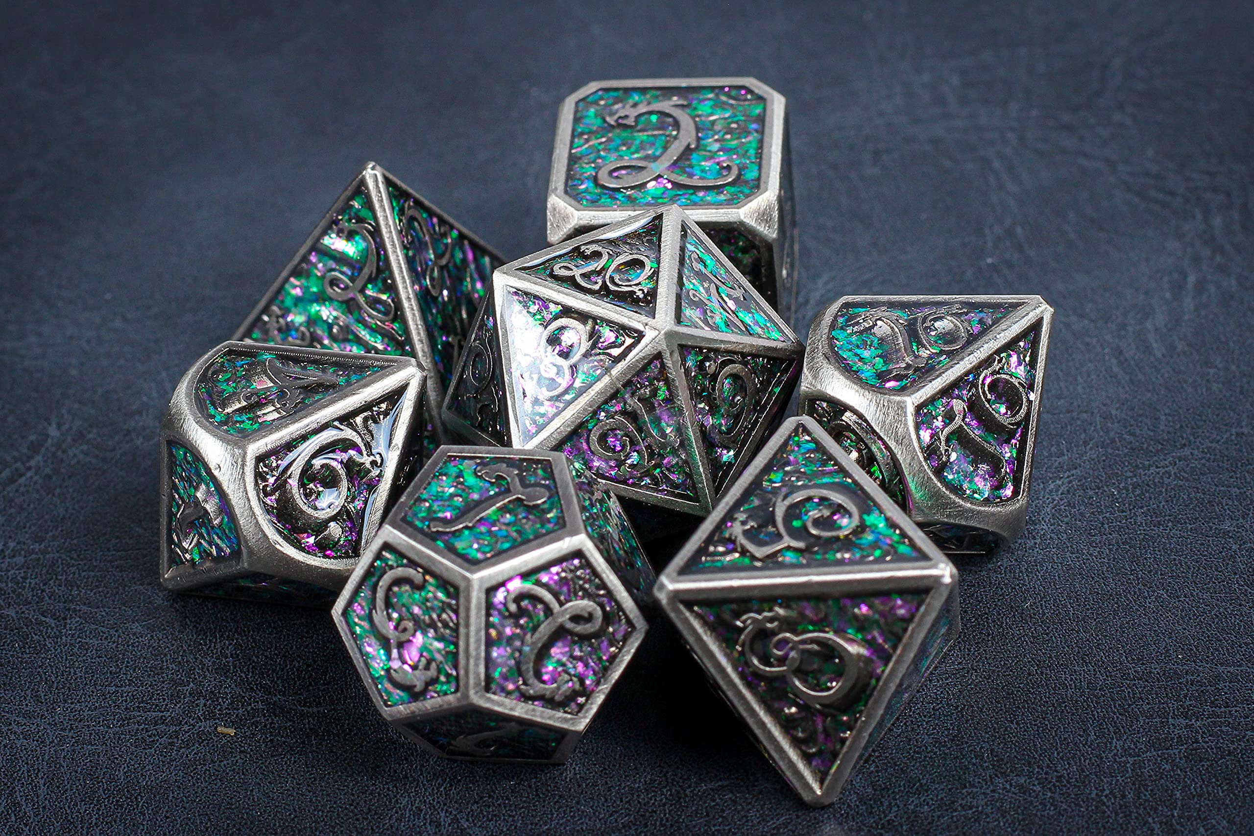 Mystical Forest of Elf DND Metal Dice Set for Dungeons and Dragons Gifts, D&D, D and D, Pathfinder, Accessories, D20, Polyhedral, Resin Dice, Metal, Dice Tray, Tower, Bag, Box