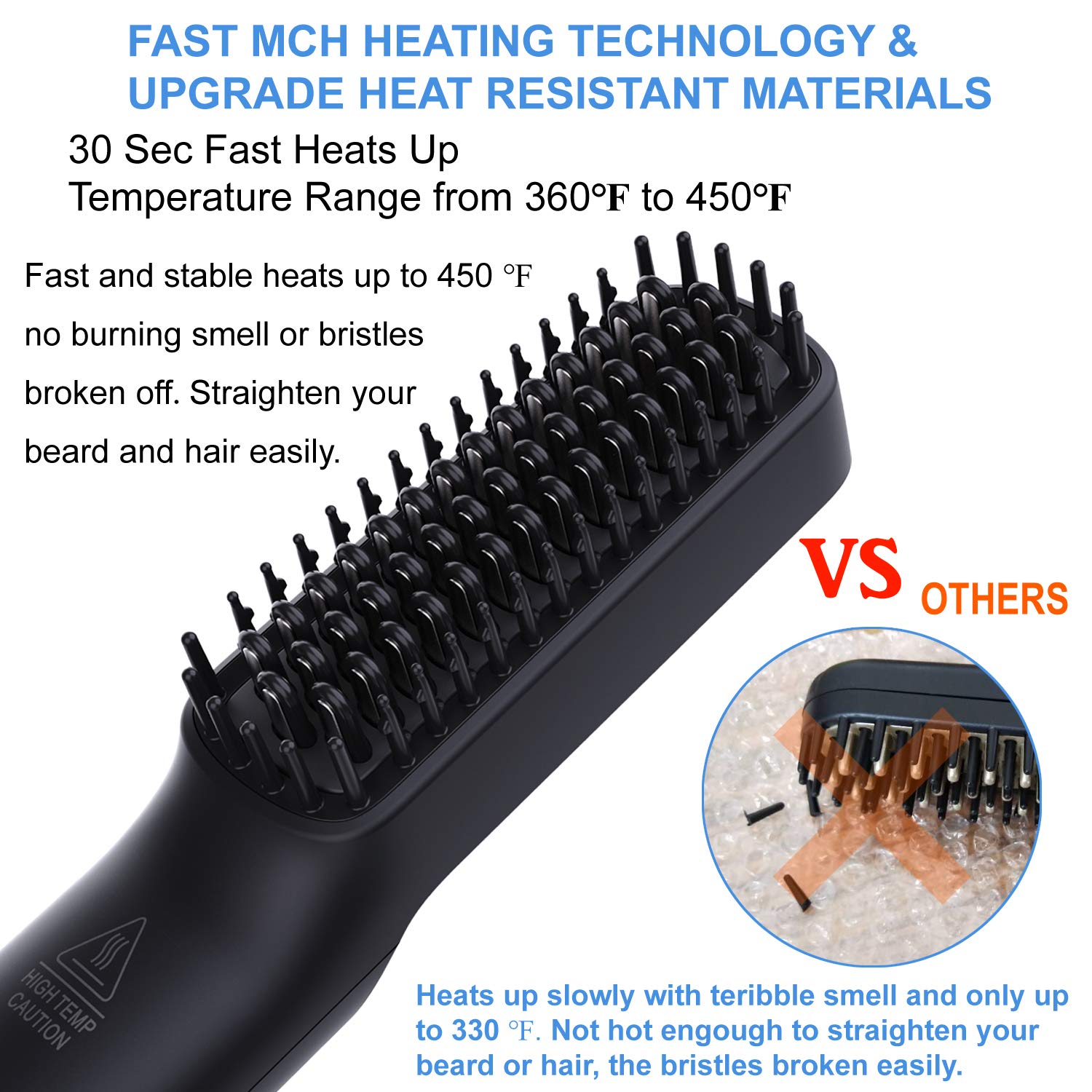 Beard Straightener Heated Beard Brush,Ionic Hair Beard Straightener Brush w/Free Beard Growth Oil/Beard Balm/E-Book Men Hair Straightener Beard Comb Beard Grooming kit for men Dad Him
