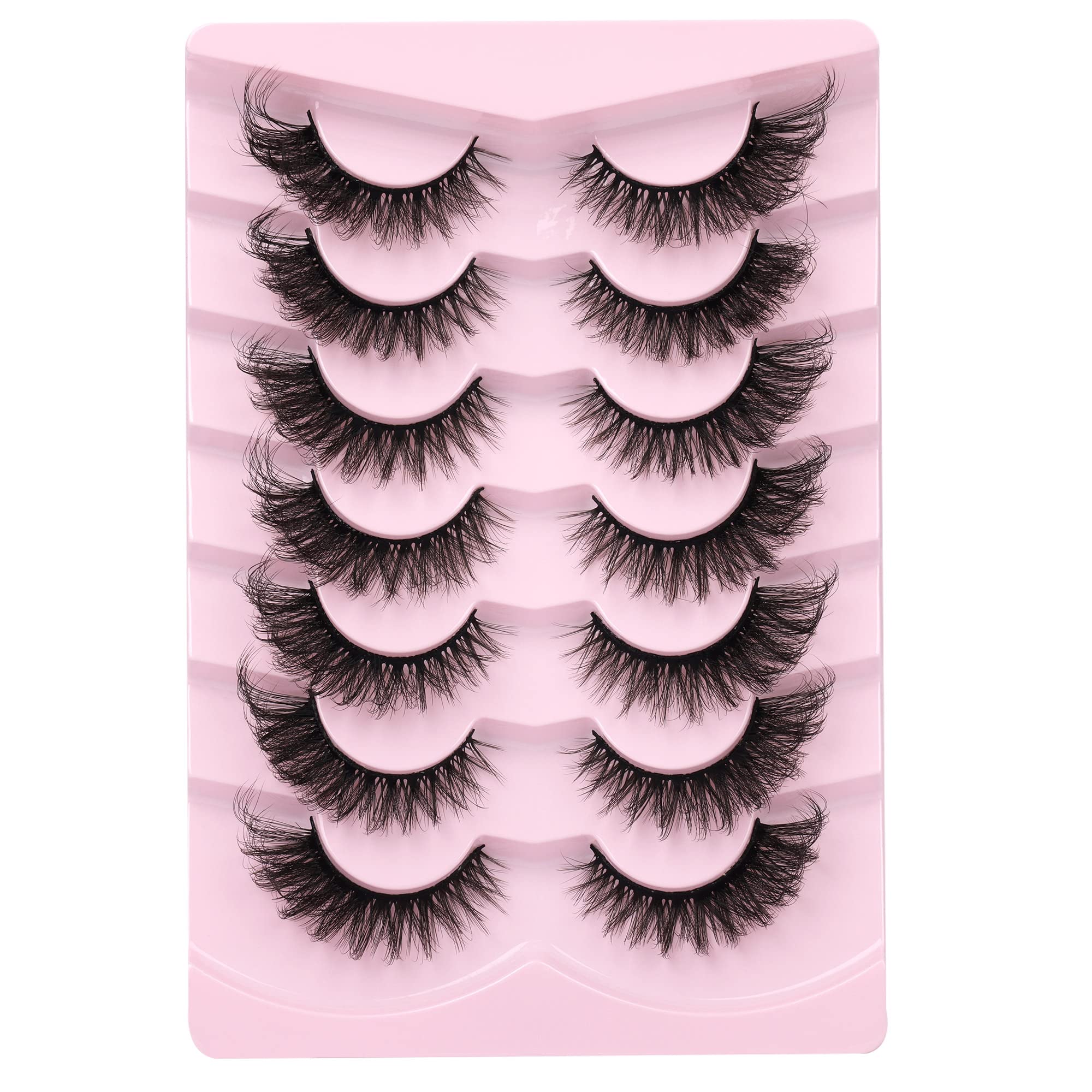 Cat Eye Fake Lashes Dramatic False Eyelashes Faux Mink Lashes Extension Wispy Fluffy Natural Look 7 Pairs Pack Fox Eye Lash 8D Volume Thick long Reusable Light Cruelty-Free by Boahankuke