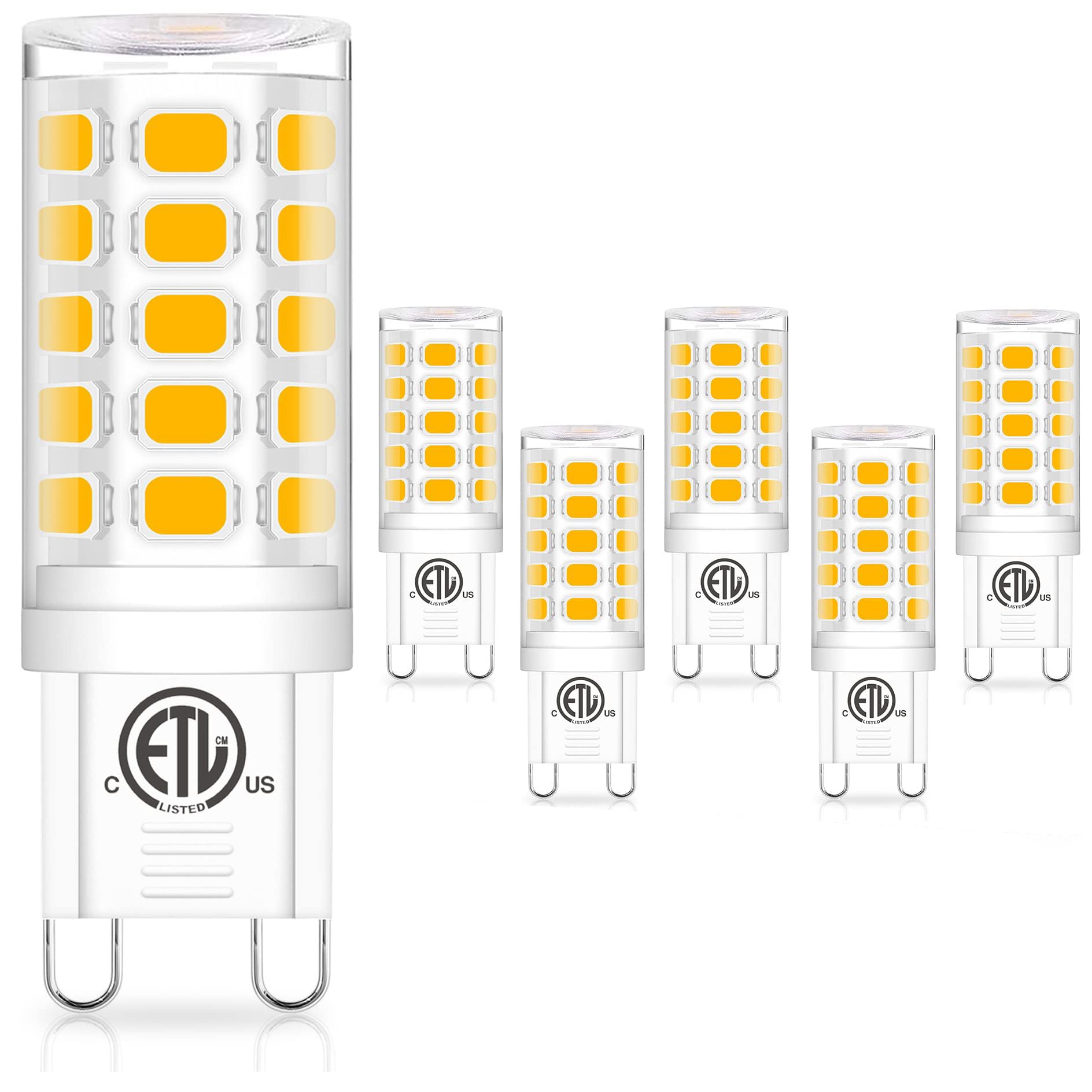Sailstar G9 LED Bulb, 3000K Soft White, G9 Bulb 40W Equivalent, G9 LED 360° Beam Angle 400LM No Flicker 120V, G9 Bi-pin Ceramic Base, 4W G9 LED Light Bulbs for Chandelier, 6 Pack, Non-dimmable