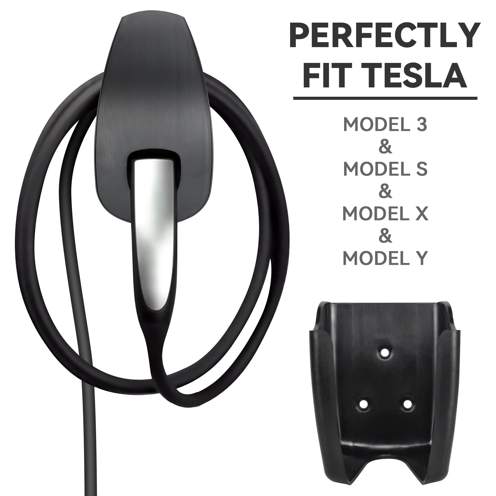Charging Cable Organizer for Tesla,Wall Mount Connector Holder, Charger Cable Holder Adapter with Chassis Bracket,Compatible with Model 3/S/Y/X,Black