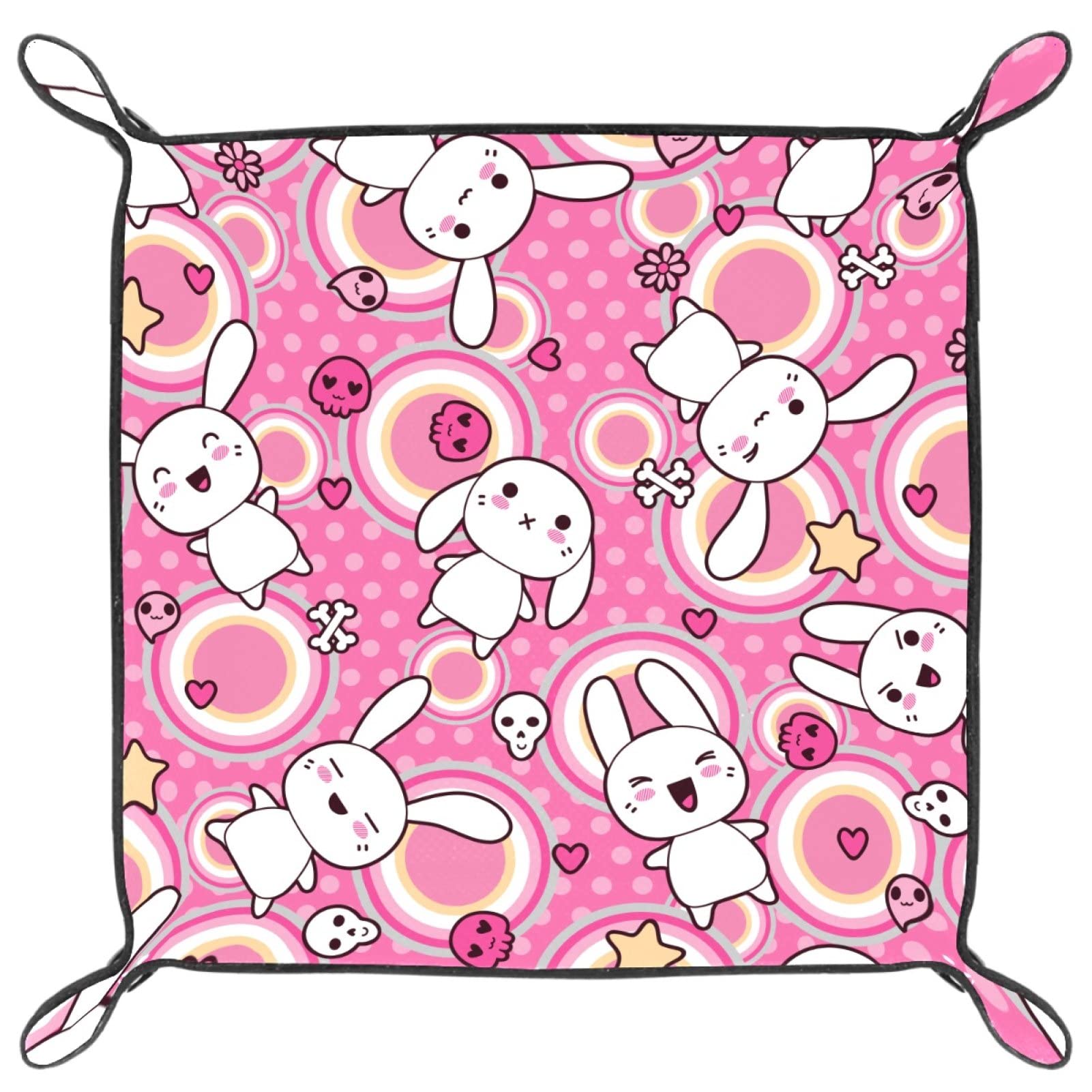 Dice Tray Dice Rolling Tray Holder Storage Box Dice Tray for RPG DND Table Games Dice Tray,Lovely Cartoon Bunnies