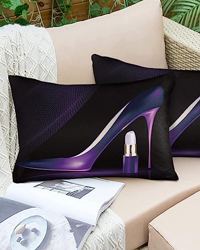 Maliyand Body Pillow Covers,Purple Lipstick and High Heel Black Decorative Pillow Cover Pillow Case Cushion Cover for Bed Sofa Couch Home Decor 20"x30"