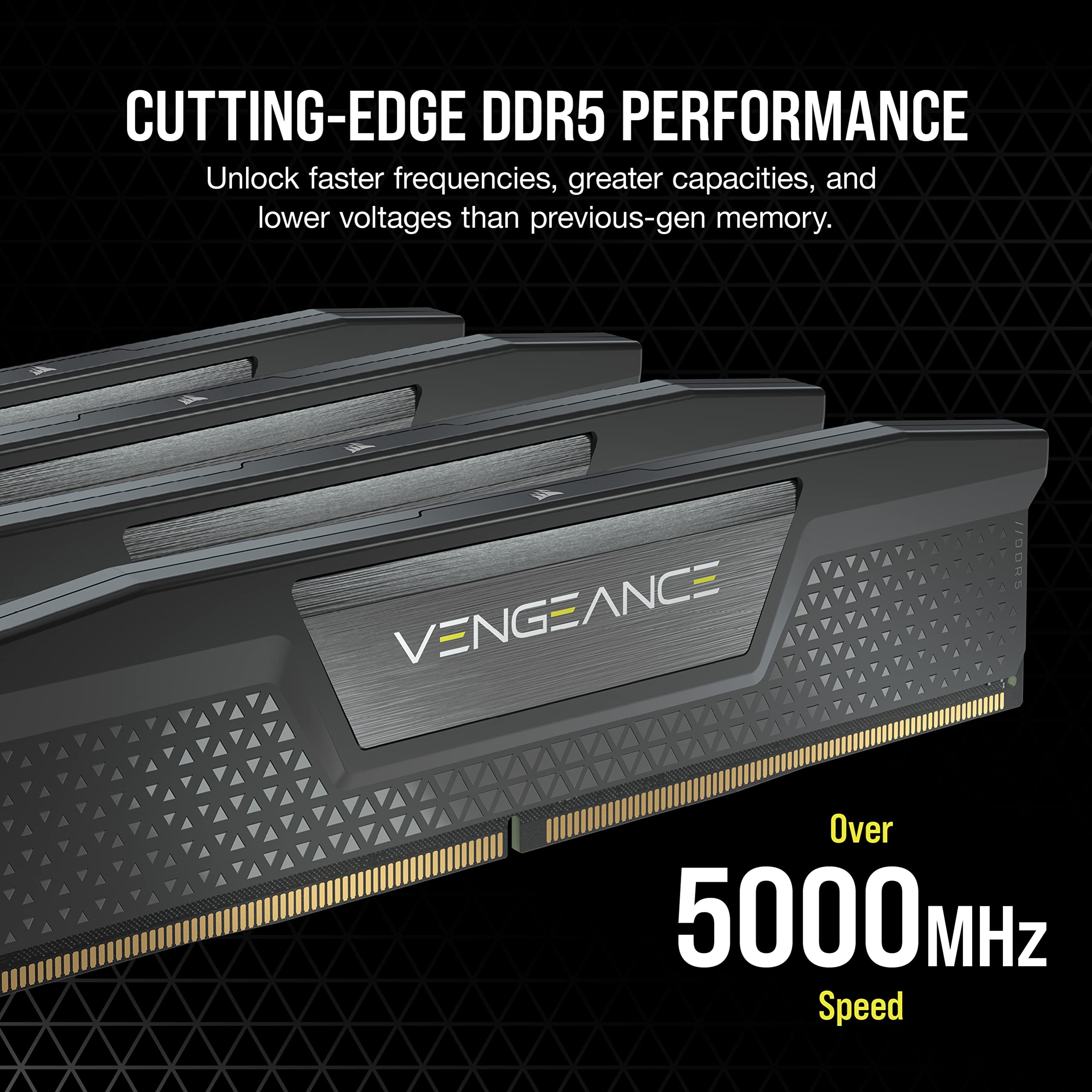 CORSAIR VENGEANCE DDR5 RAM 64GB (2x32GB) 6200MHz CL32 Intel XMP iCUE Compatible Computer Memory - Black (CMK64GX5M2B6200C32)