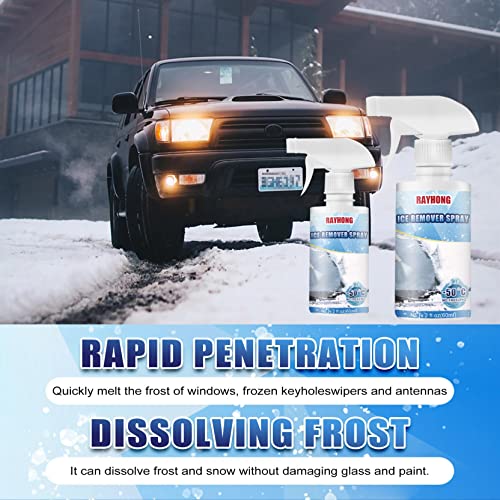 Defrosting De-Icer Spray for Car Windshield Windows Wipers and Mirrors, Agent Ice Melting, Quickly and Easily Melts, Multifunctional Automotive Glass Snow Remover (Without rag)
