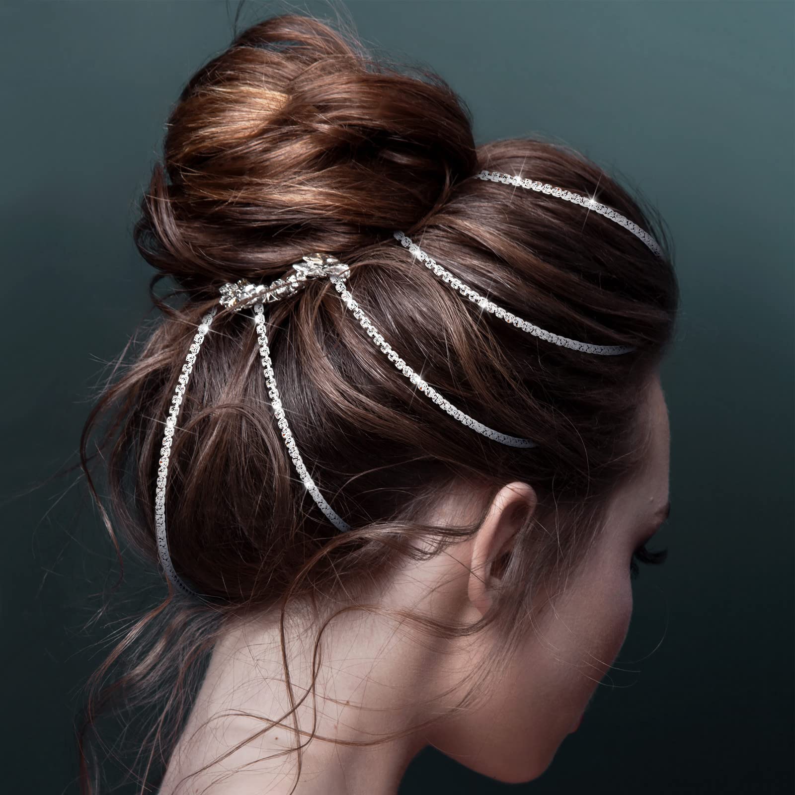 Chunyin Women's Hair Clip, Rhinestone Hair Accessories, 6 Count (Shiny Silver)