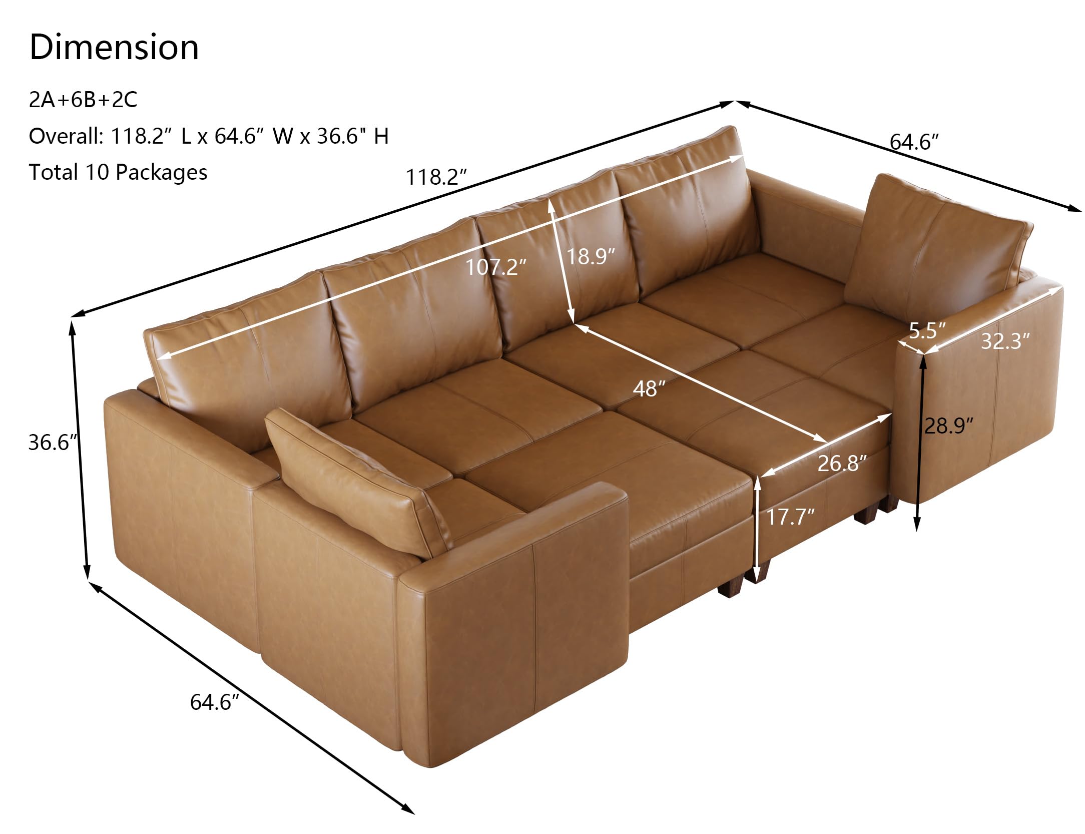 EASE MOOSE Modular Sectional Sleeper Sofa Bed ,Faux Leather sectional Modular Sofa Sectional Couch Modular Couch with Storage
