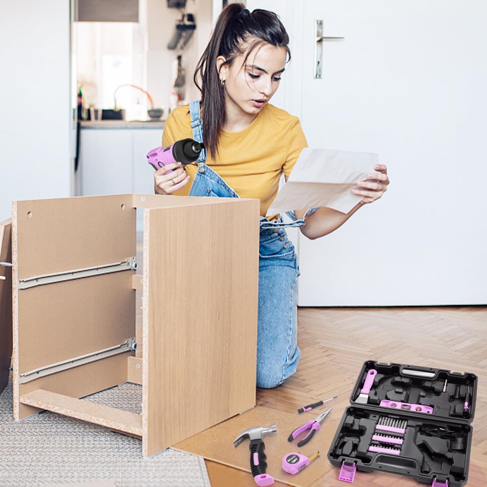 FADAKWALT 40pcs Electric Screwdriver kit with 3.6V USB Electric Screwdriver and drill set, Complete general tool set cordless screwdriver set Rechargeable for Home with Storage Toolbox
