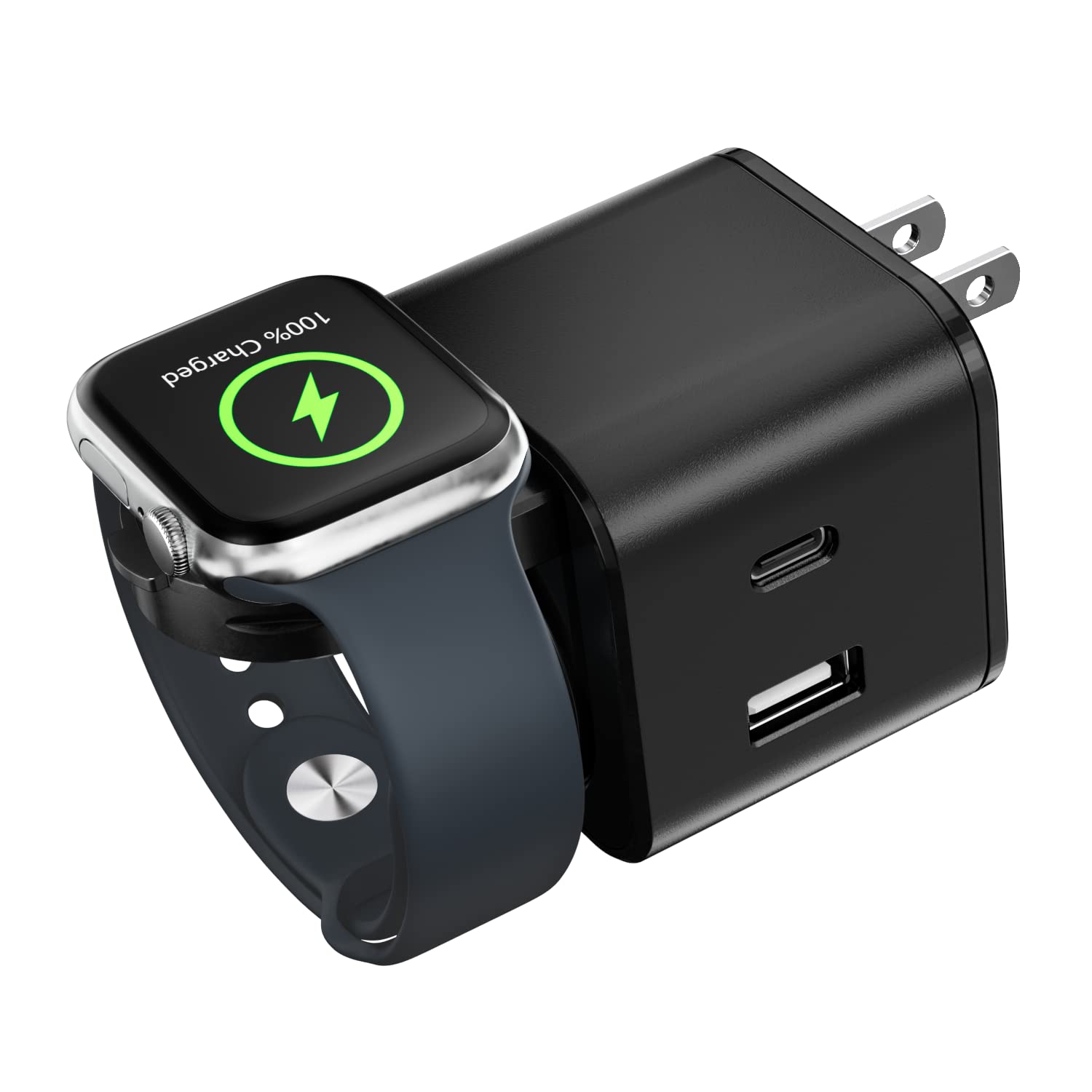 BeaSaf 36W for Apple Charging Block with Built-in Watch Charger, Foldable PD Fast Charger Block for iPhone, Dual Ports Wall Charger, Compatible with Apple Watch iPhone AirPods