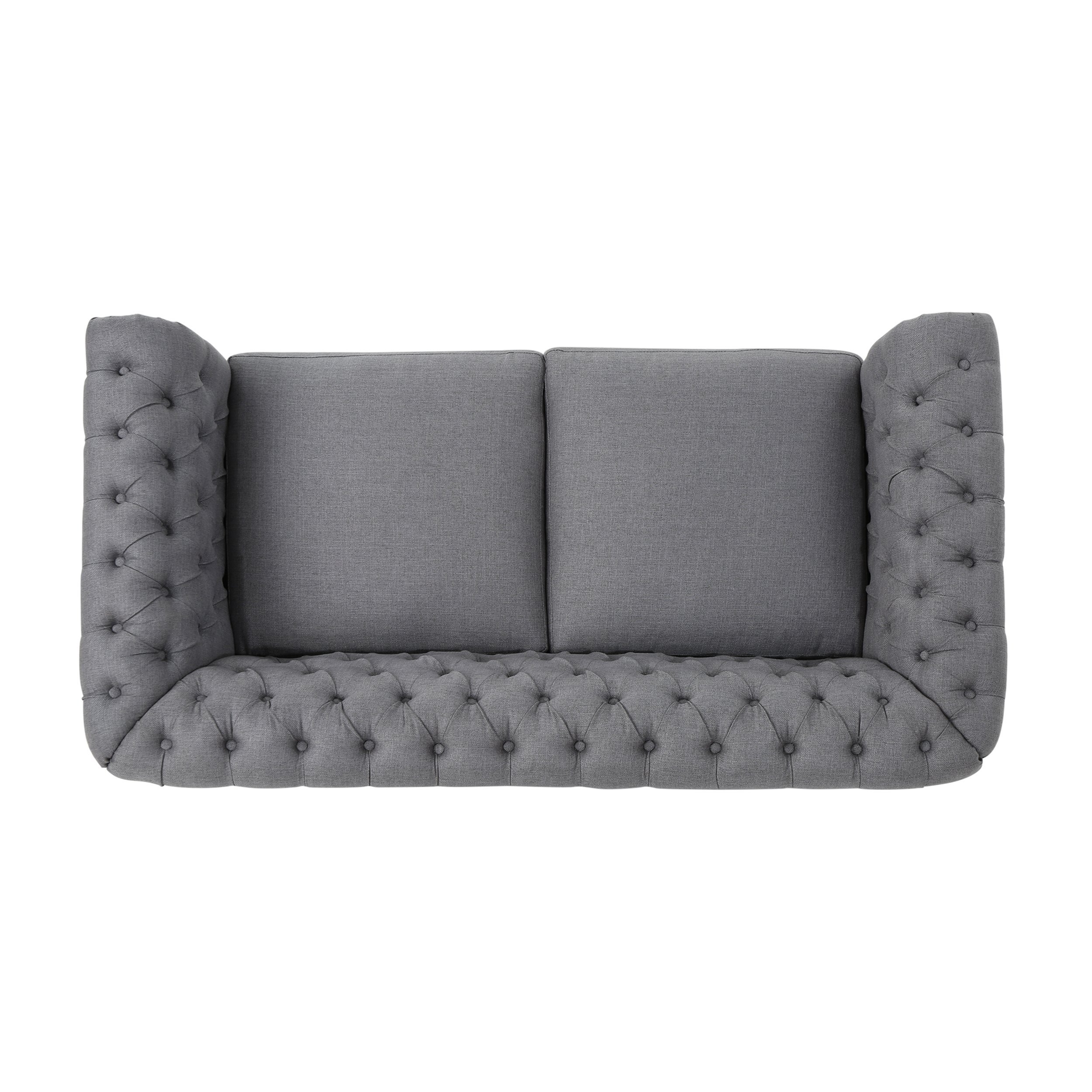 Christopher Knight Home GDFStudio Kyle Traditional Chesterfield Loveseat Sofa, Gray and Dark Brown, 61.75 x 33.75 x 27.75
