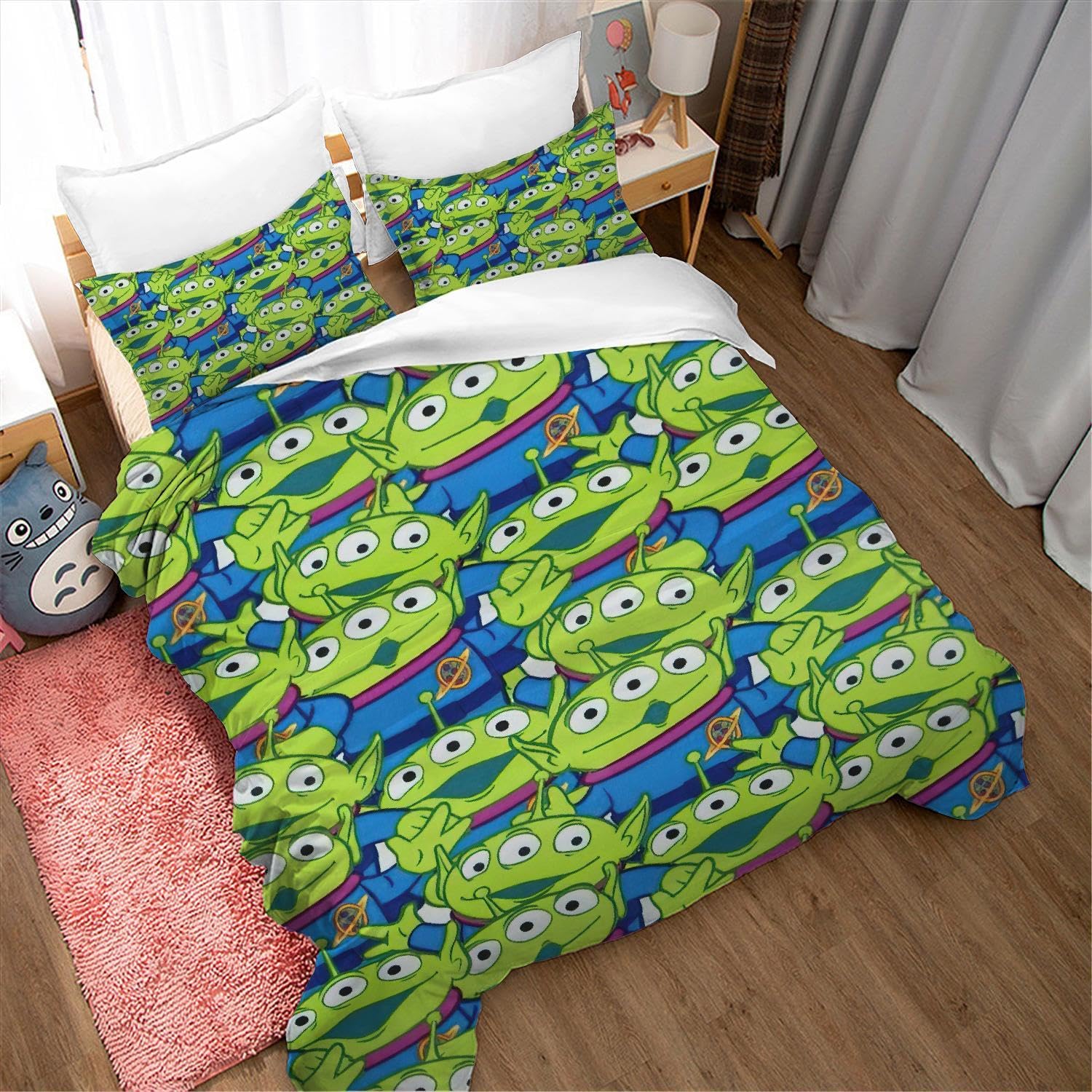 EVURU Toy Buzz Woody Cartoon Duvet Cover Set, 100% Microfiber Bedding Set, Skin-Friendly 3 Piece Comforter Cover Set for a Comfortable Sleep (03,Queen 90x90inch)